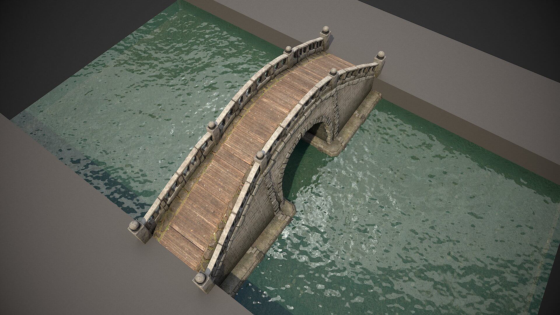Japanese Medieval Bridge - 3D Model by Dereza