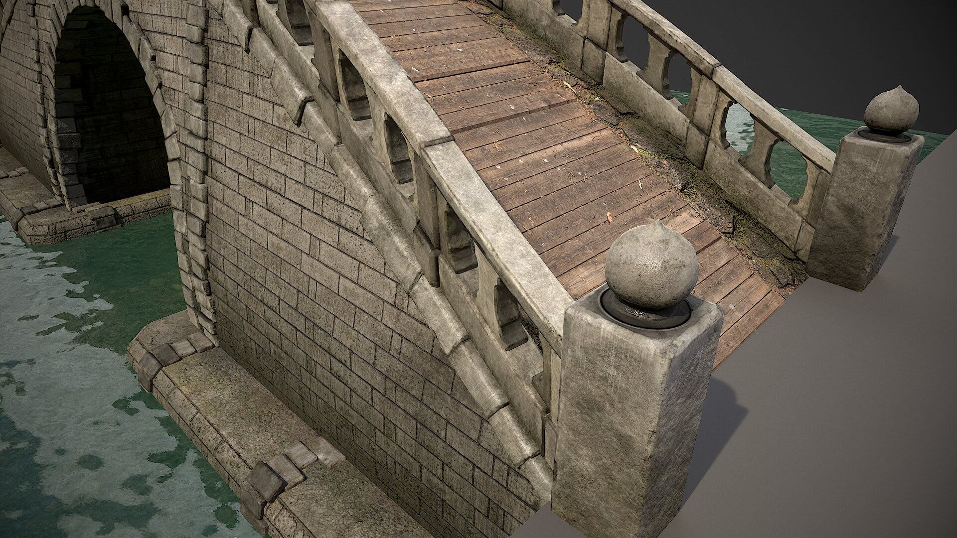 Japanese Medieval Bridge - 3D Model by Dereza