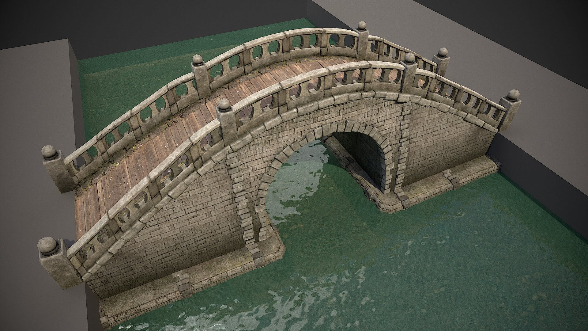 Japanese Medieval Bridge - 3D Model by Dereza