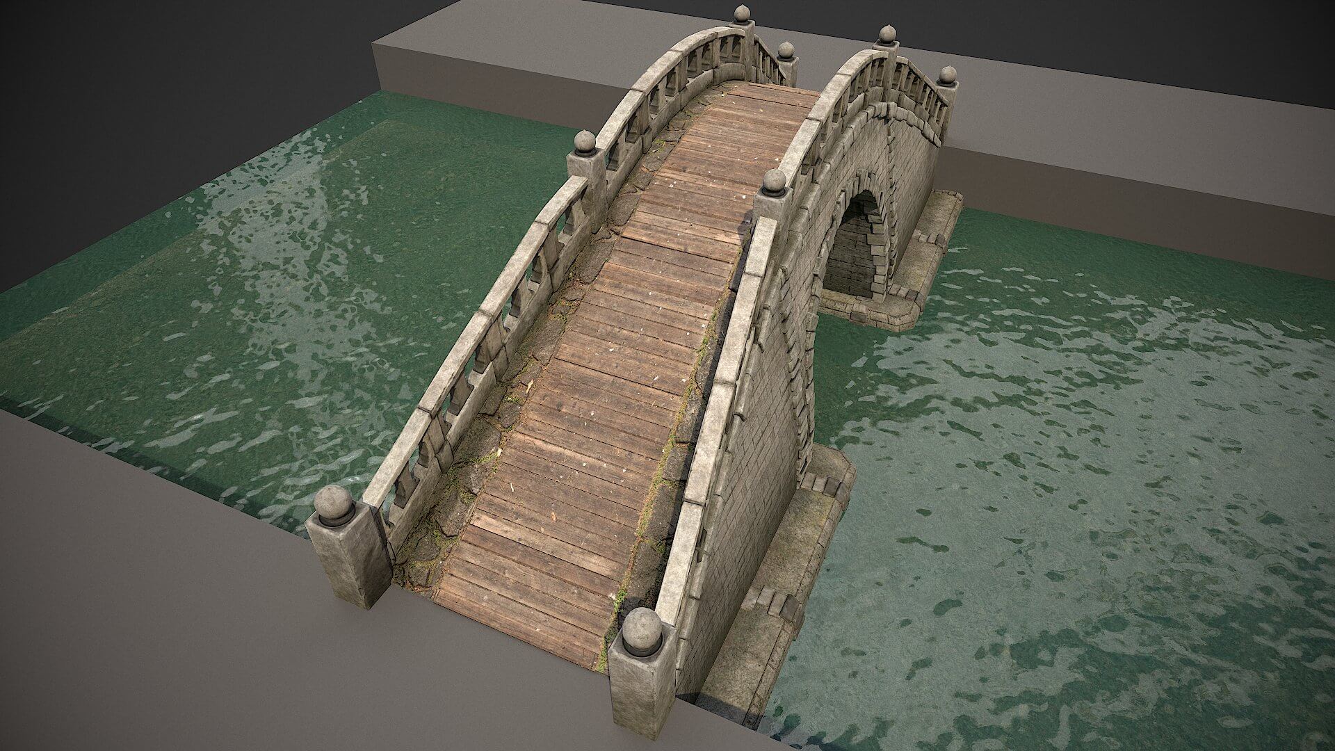 Japanese Medieval Bridge - 3D Model by Dereza