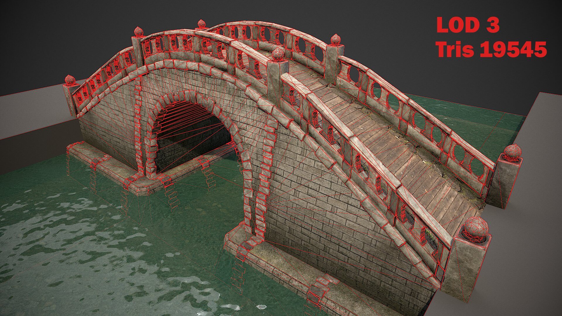 Japanese Medieval Bridge - 3D Model by Dereza