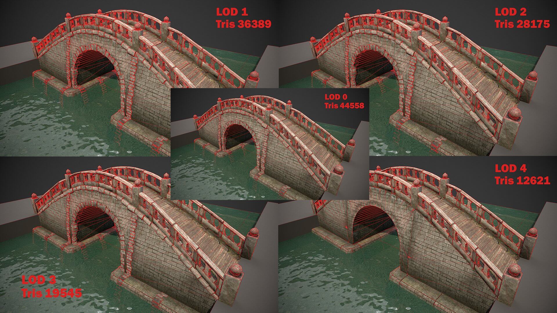 Japanese Medieval Bridge - 3D Model by Dereza