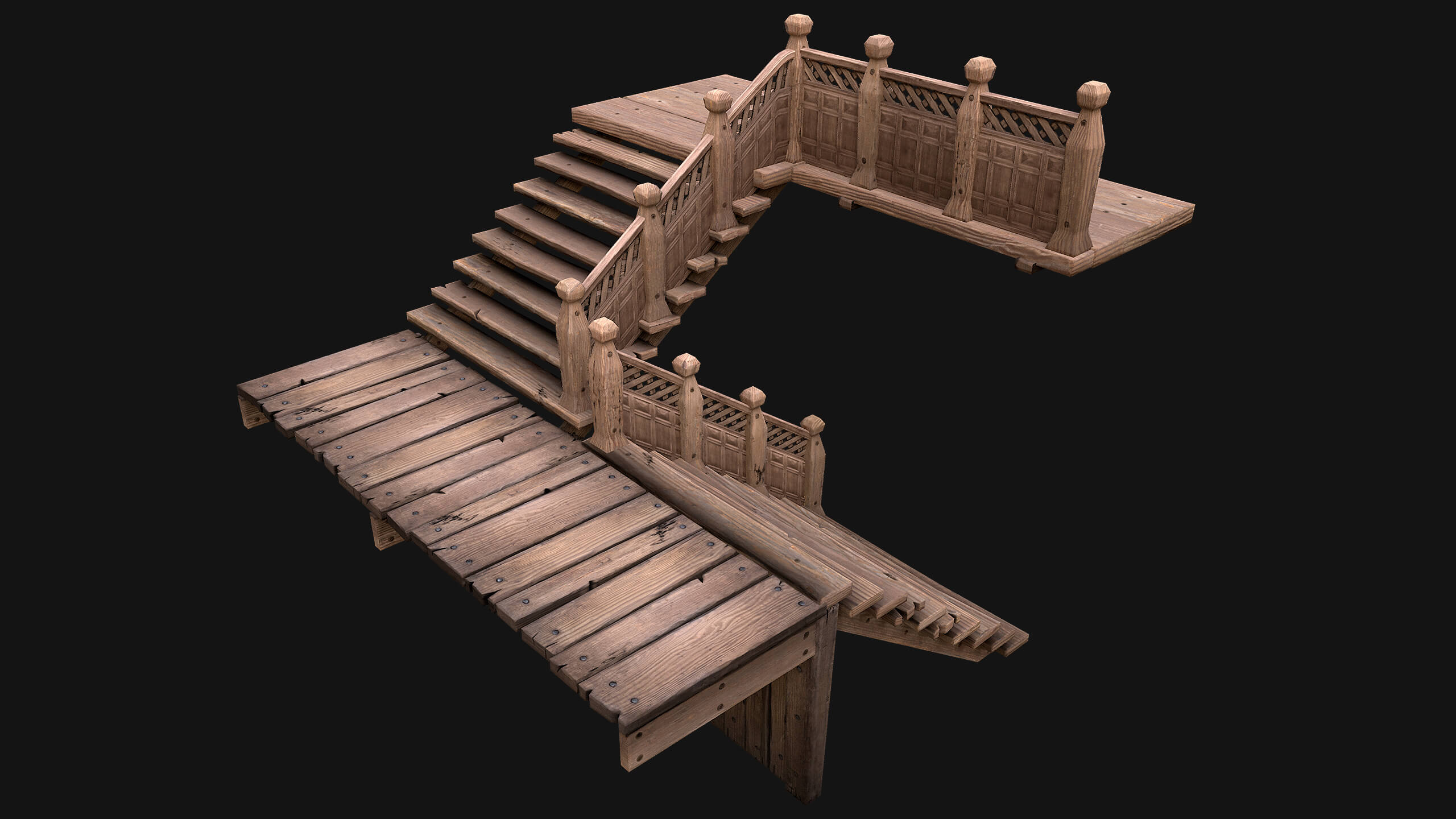 Staircase Flights of Stairs Medieval Pack - 3D Model by Dereza