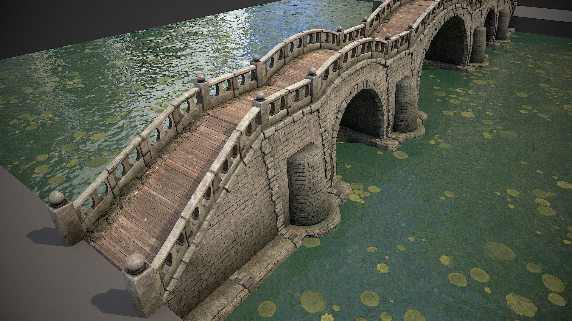Long Stone Bridge - 3D Model by Dereza