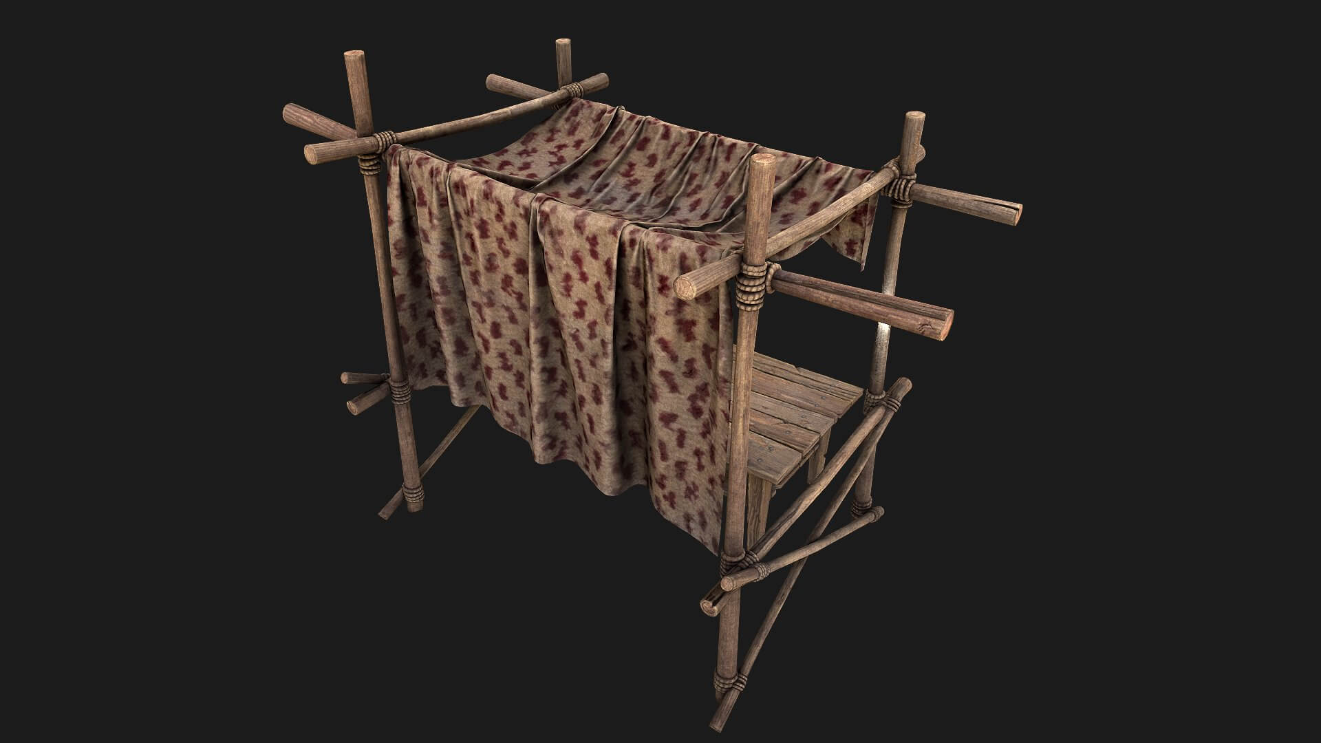 Market Stall Carped Tent - 3D Model by Dereza