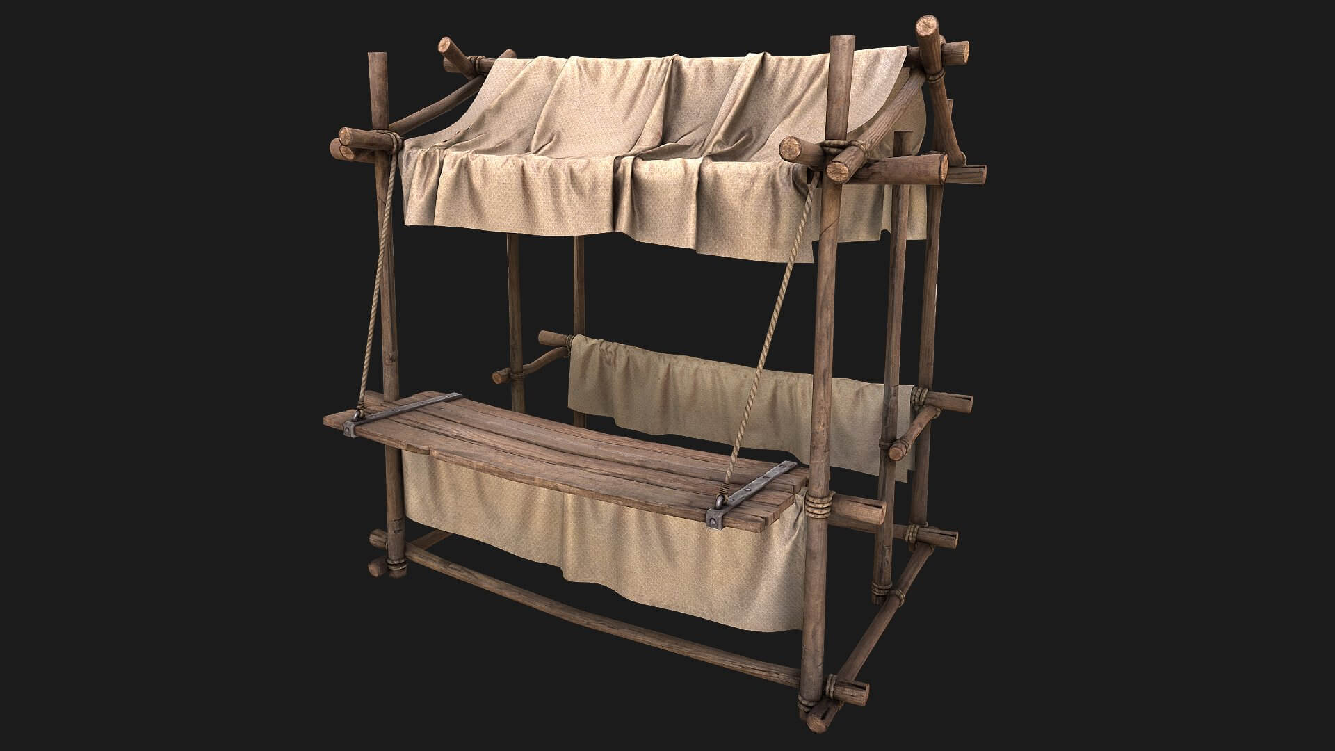 Market Stall Tent Cotton - 3D Model by Dereza