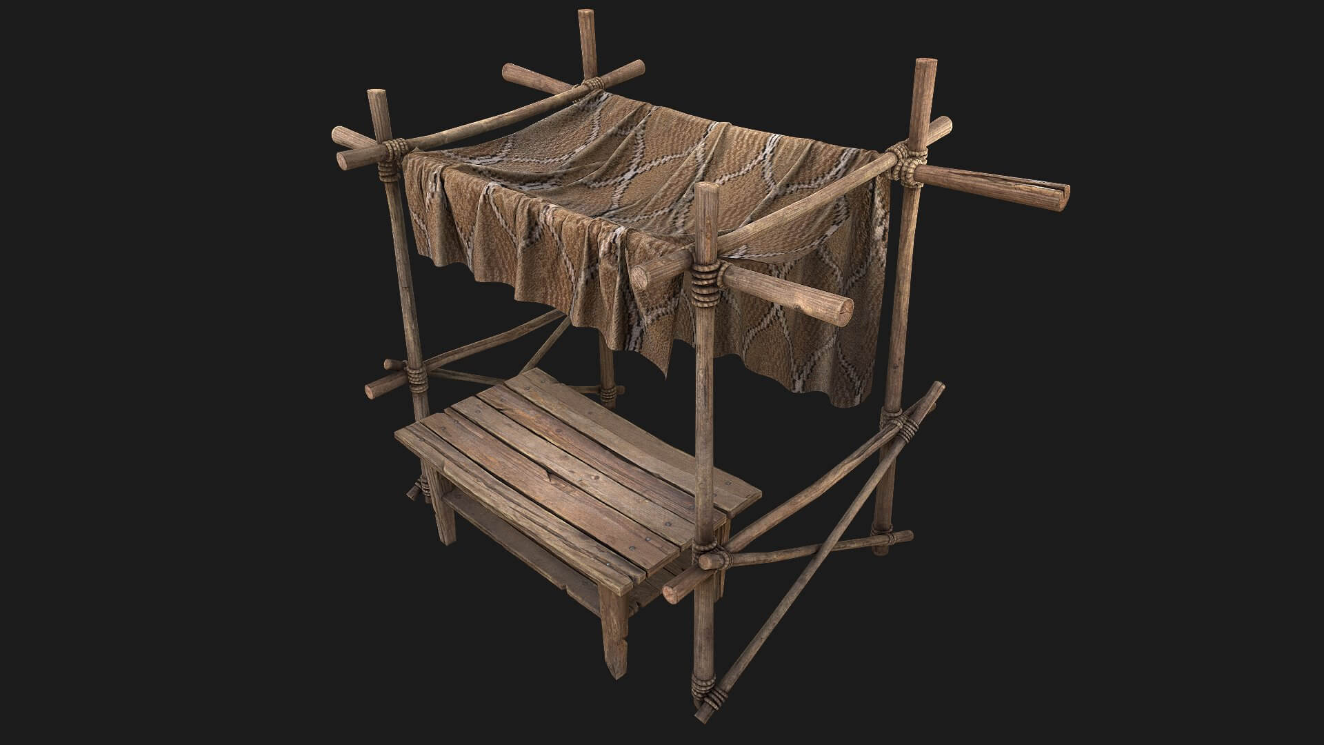 Market Stalls Brown Carpet Tent - 3D Model by Dereza