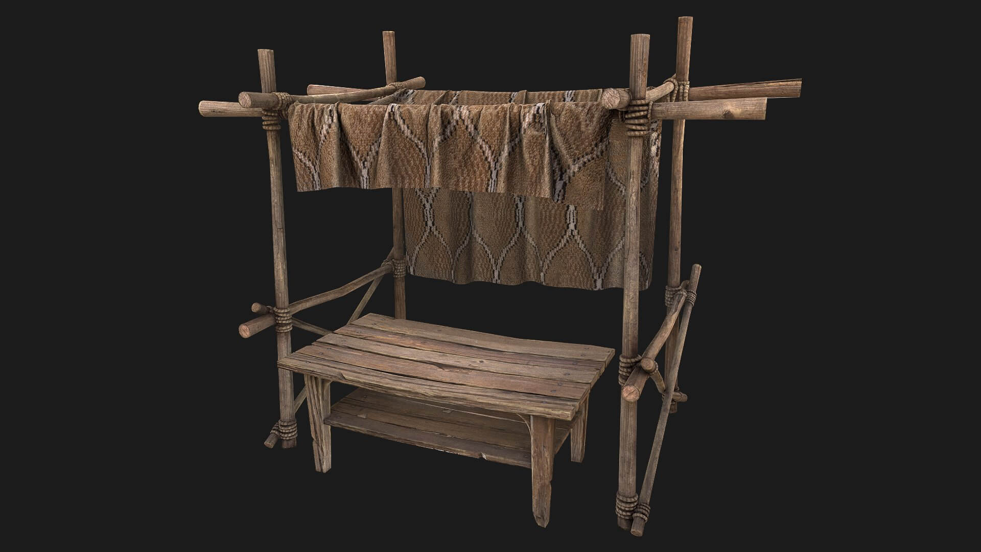 Market Stalls Brown Carpet Tent - 3D Model by Dereza