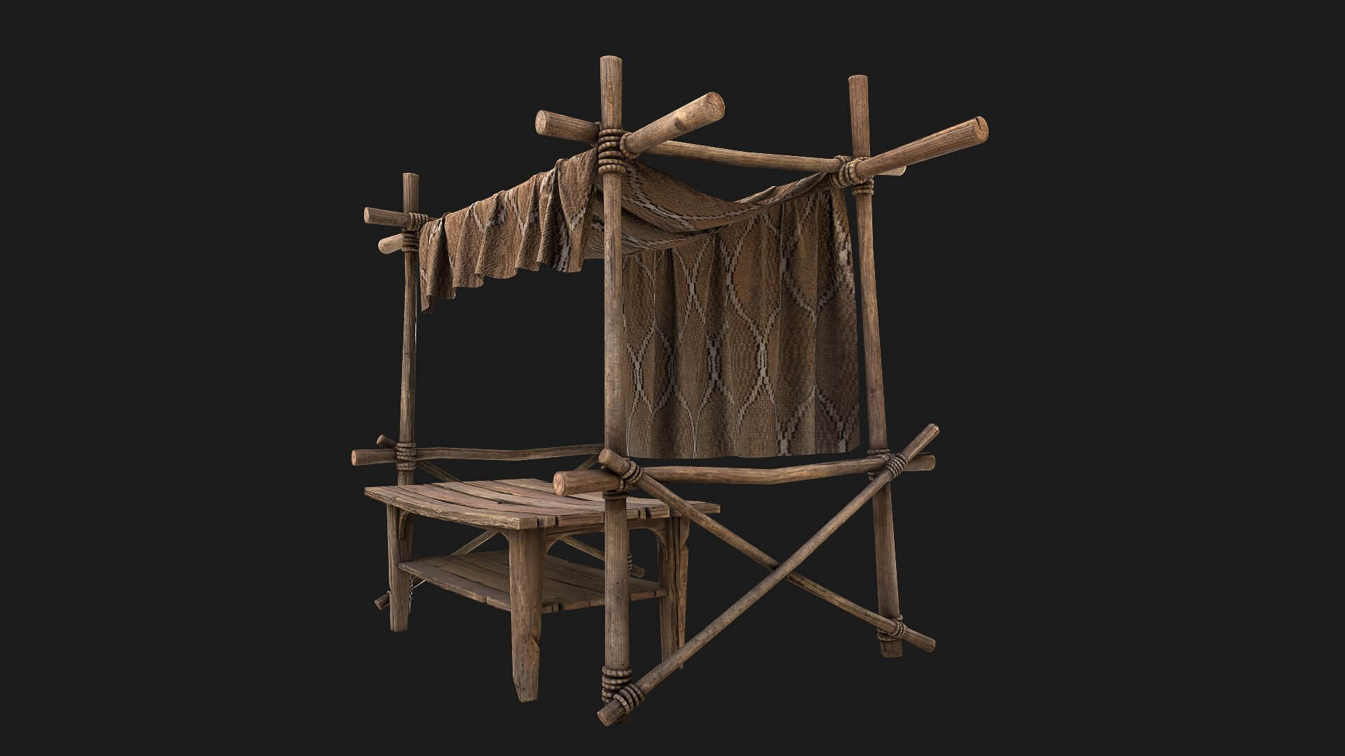 Market Stalls Brown Carpet Tent - 3D Model by Dereza