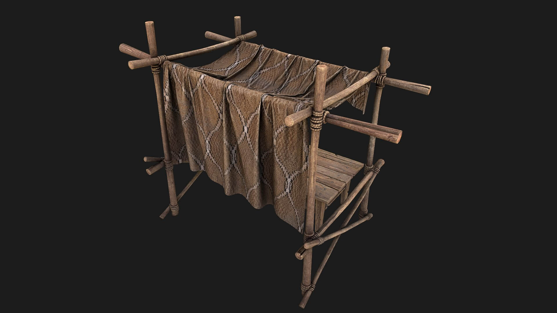 Market Stalls Brown Carpet Tent - 3D Model by Dereza