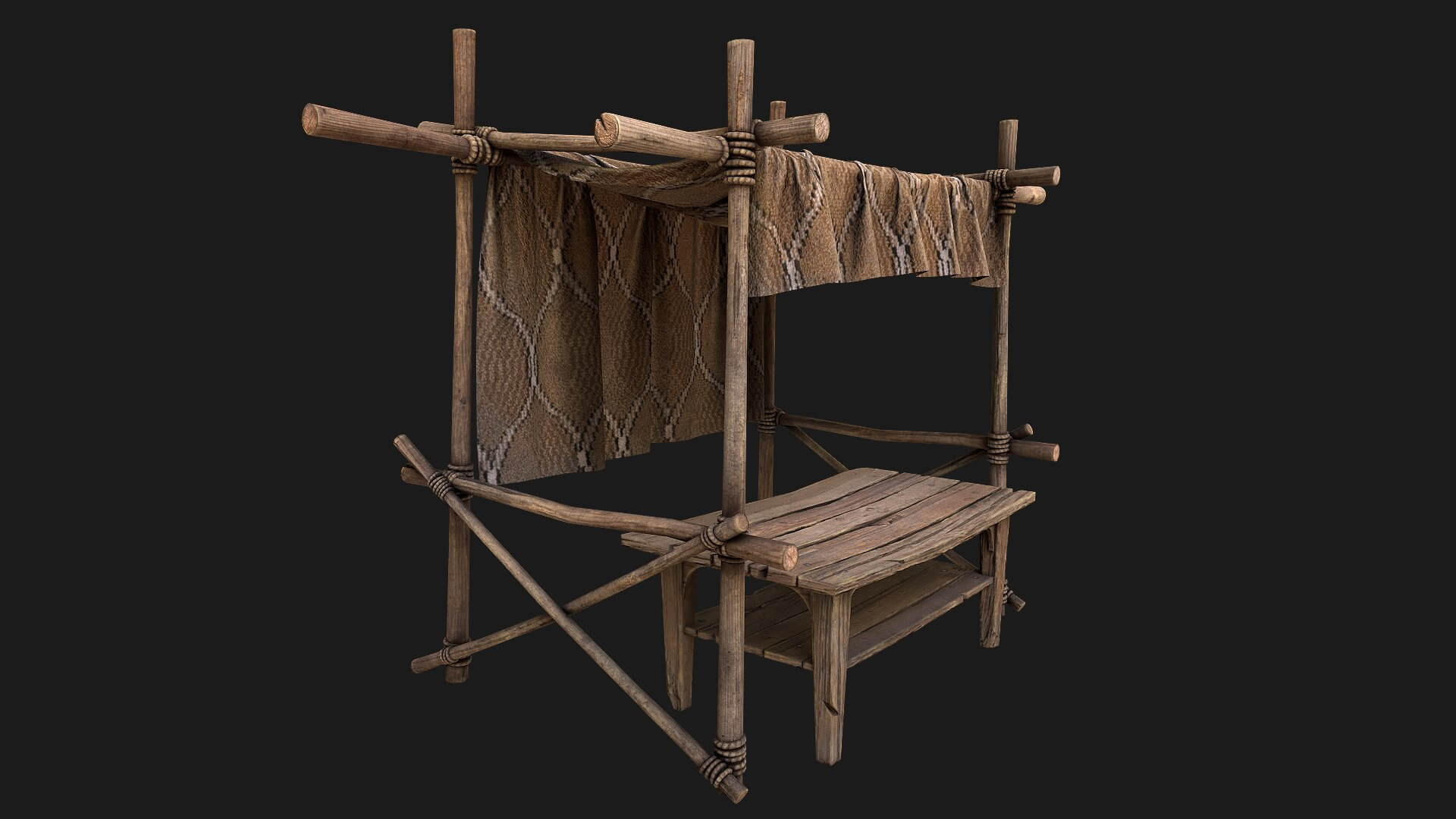 Market Stalls Brown Carpet Tent - 3D Model by Dereza
