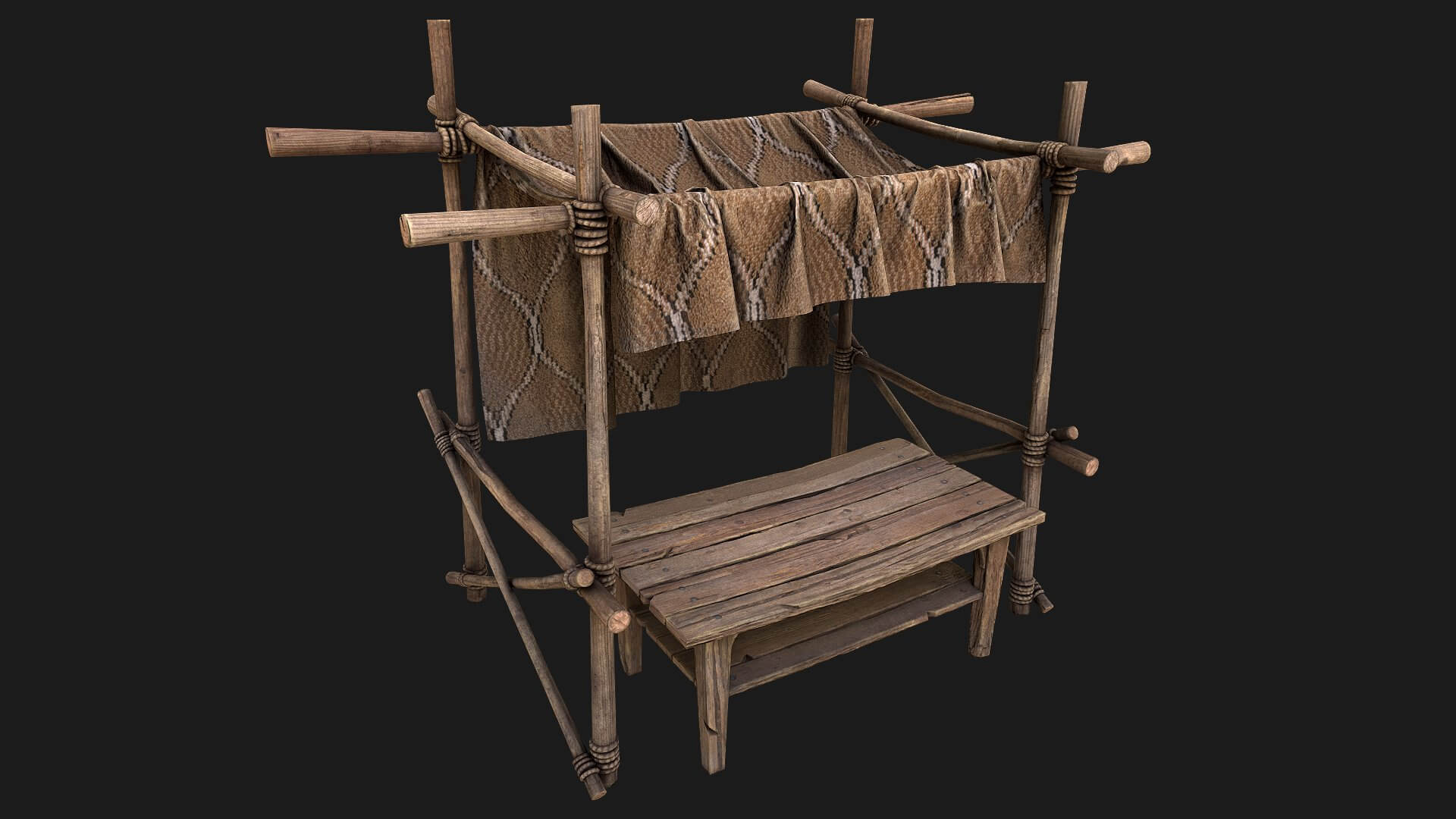 Market Stalls Brown Carpet Tent - 3D Model by Dereza