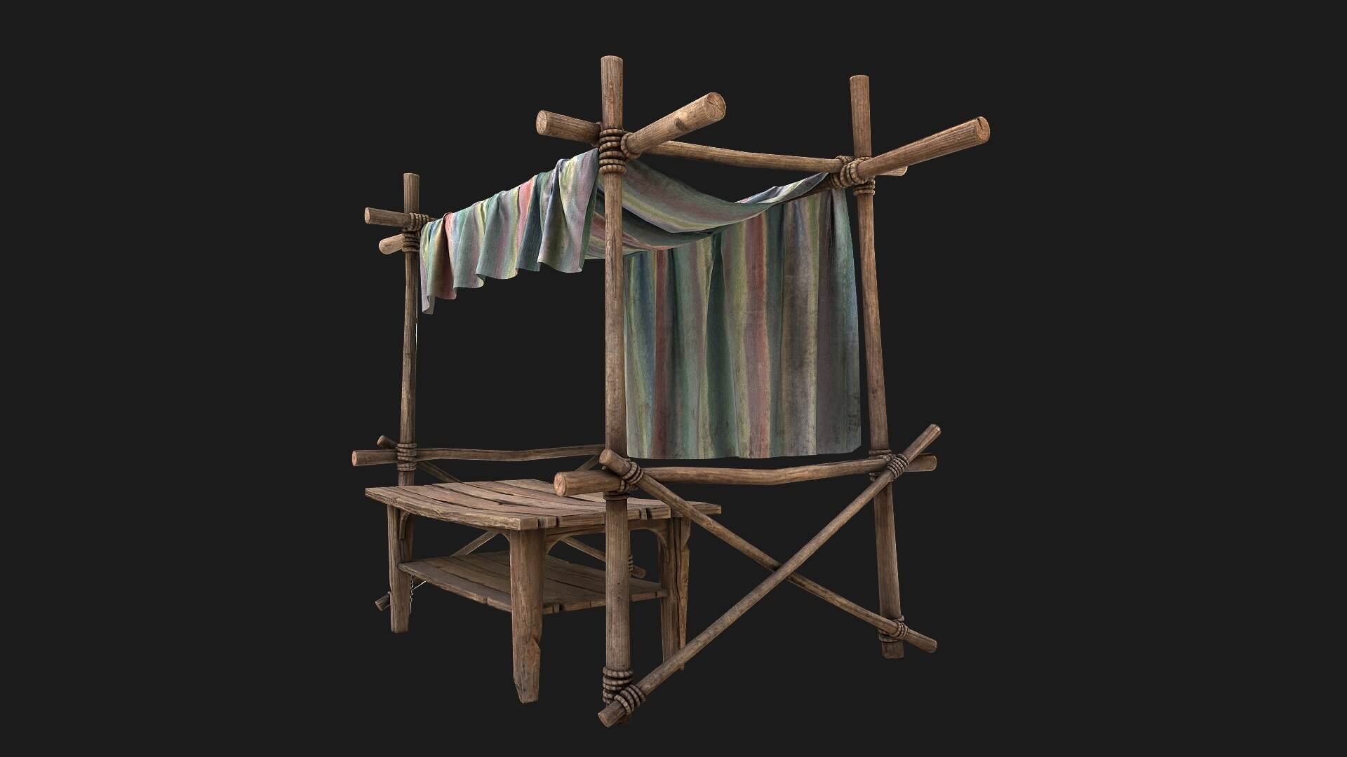 Market Stalls Colored Tent - 3D Model by Dereza