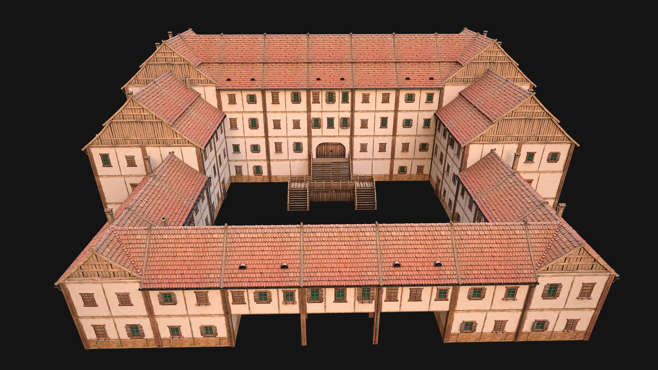 Medieval Building Town School University Academy - 3D Model by Dereza