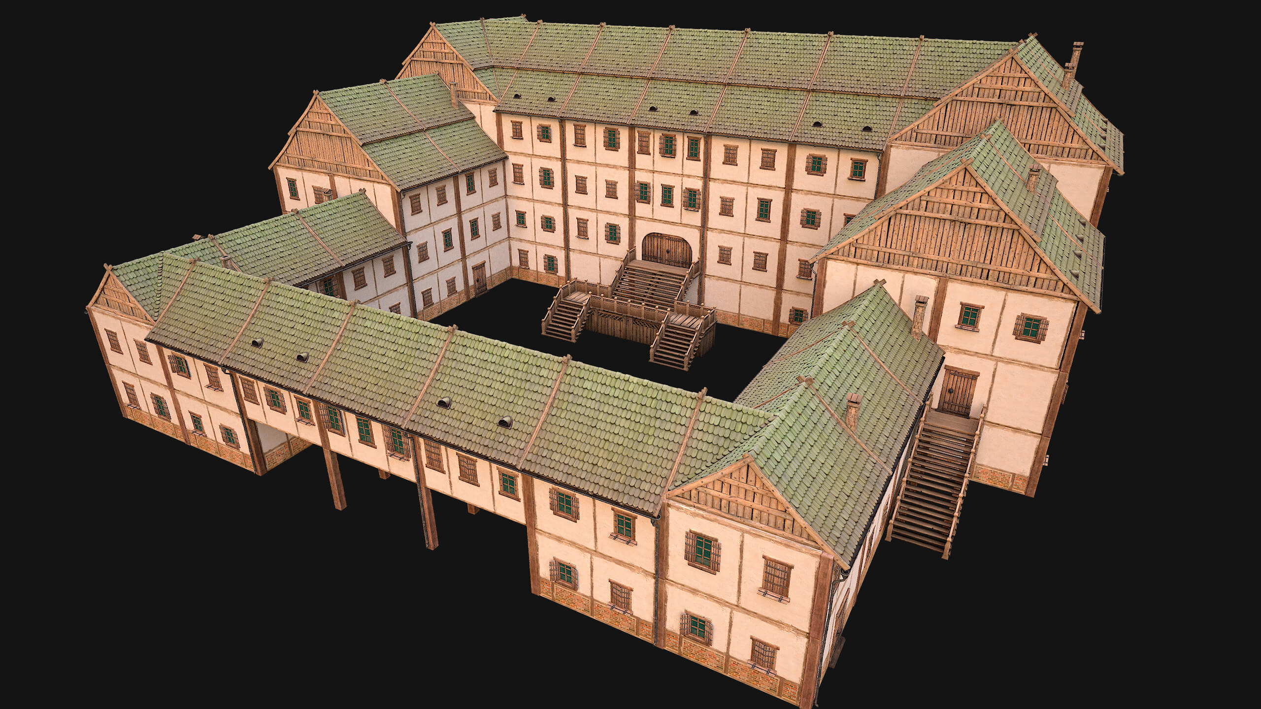 Medieval Building Town School University Academy - 3D Model by Dereza