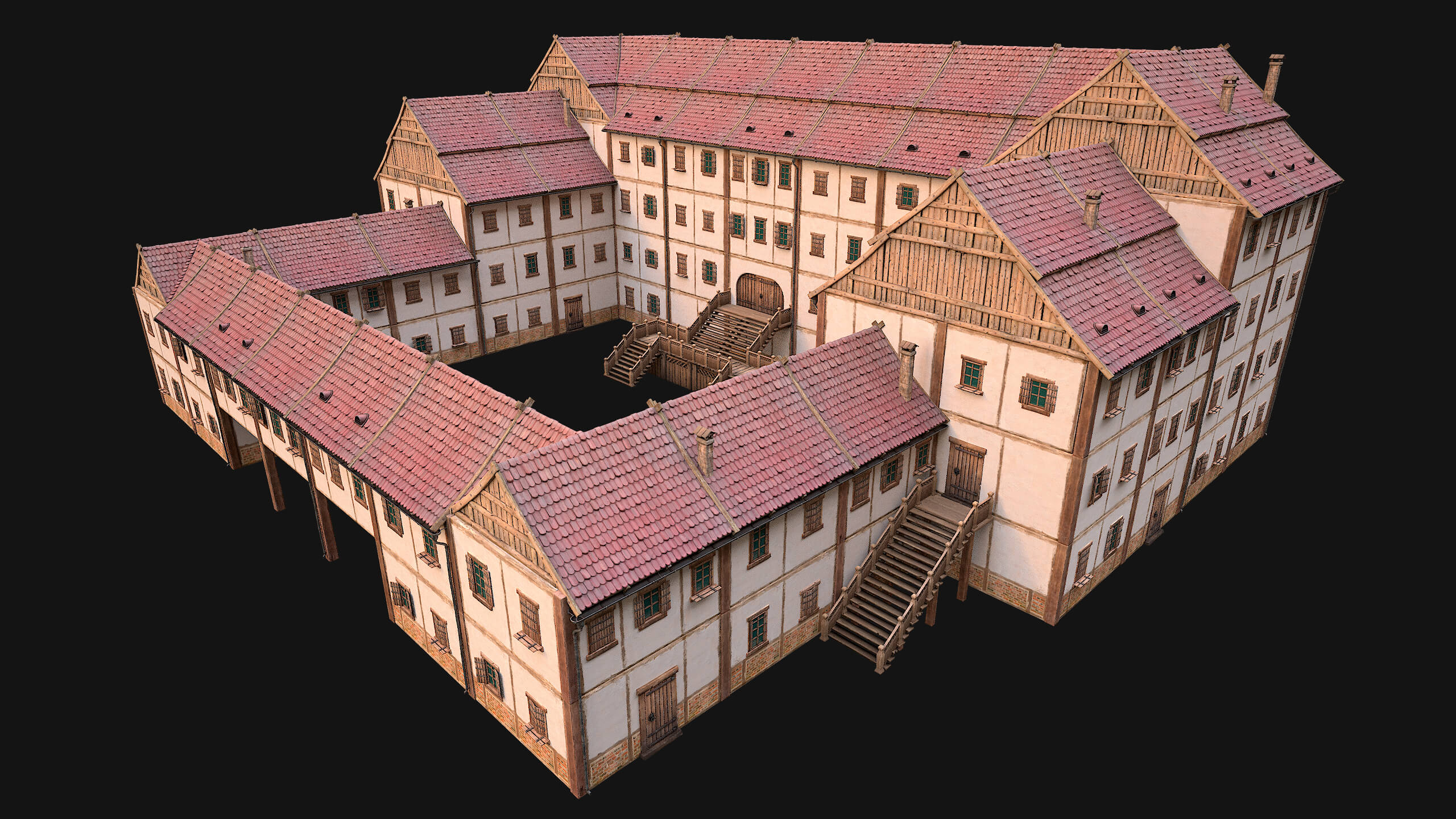 Medieval Building Town School University Academy - 3D Model by Dereza