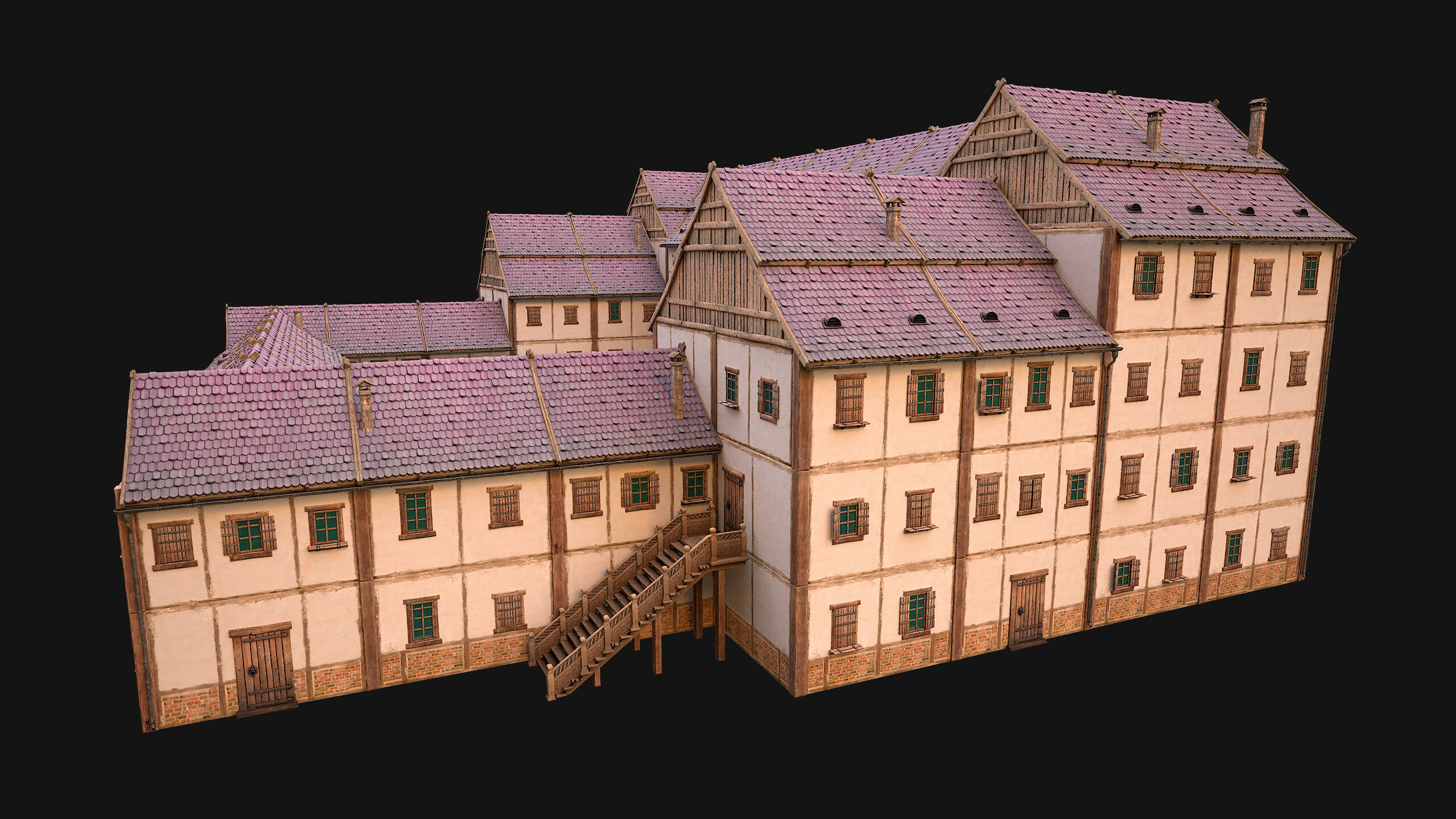 Medieval School Building - 3D Model by Dereza