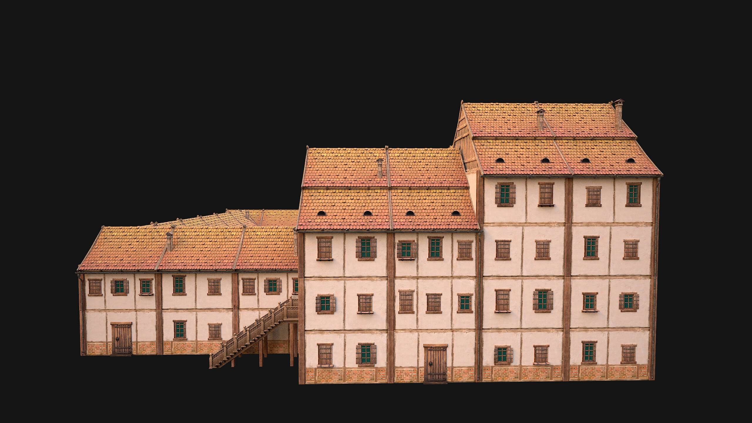 Medieval Building Town School University Academy - 3D Model by Dereza