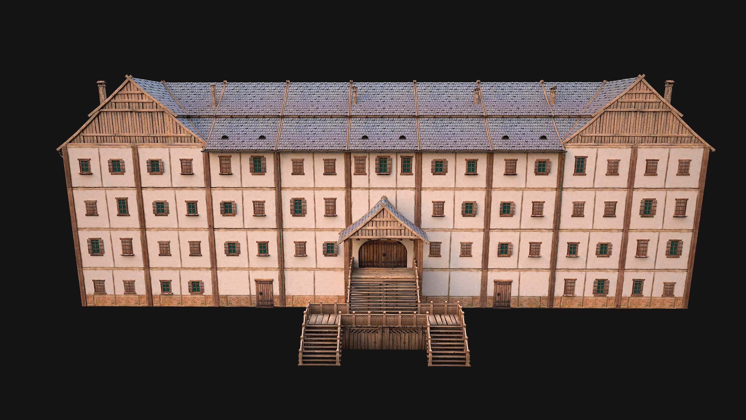Medieval Building Town School University Academy - 3D Model by Dereza