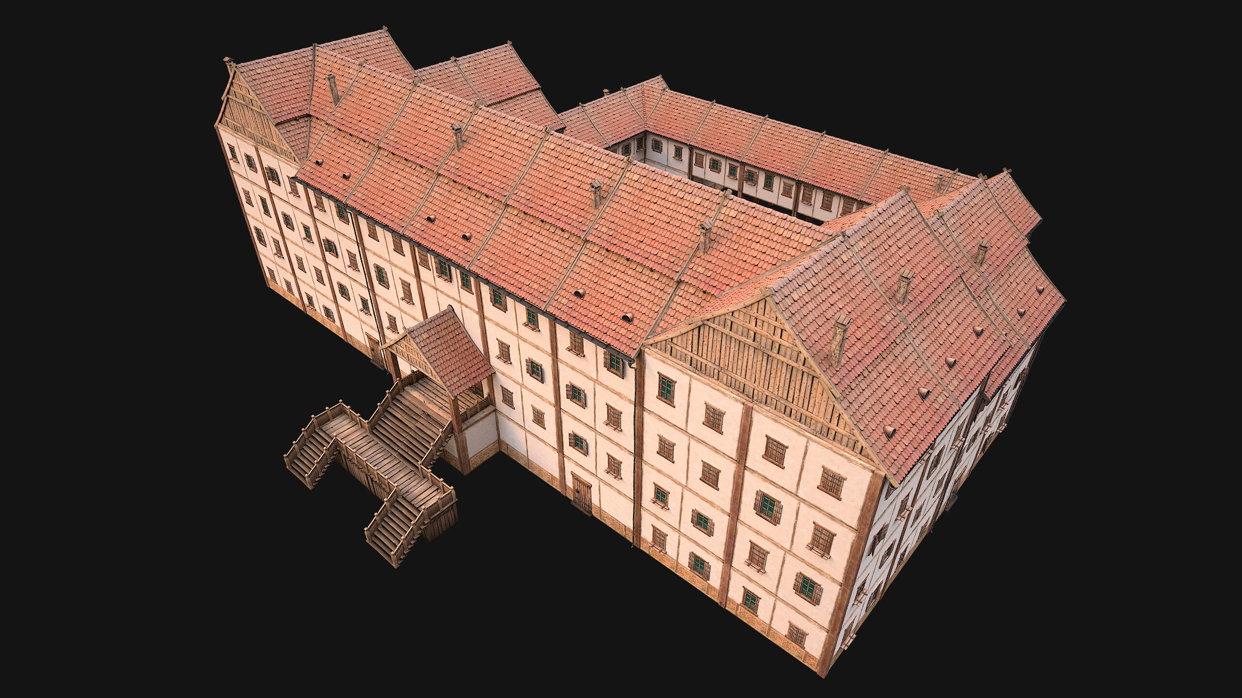 Medieval Building Town School University Academy - 3D Model by Dereza