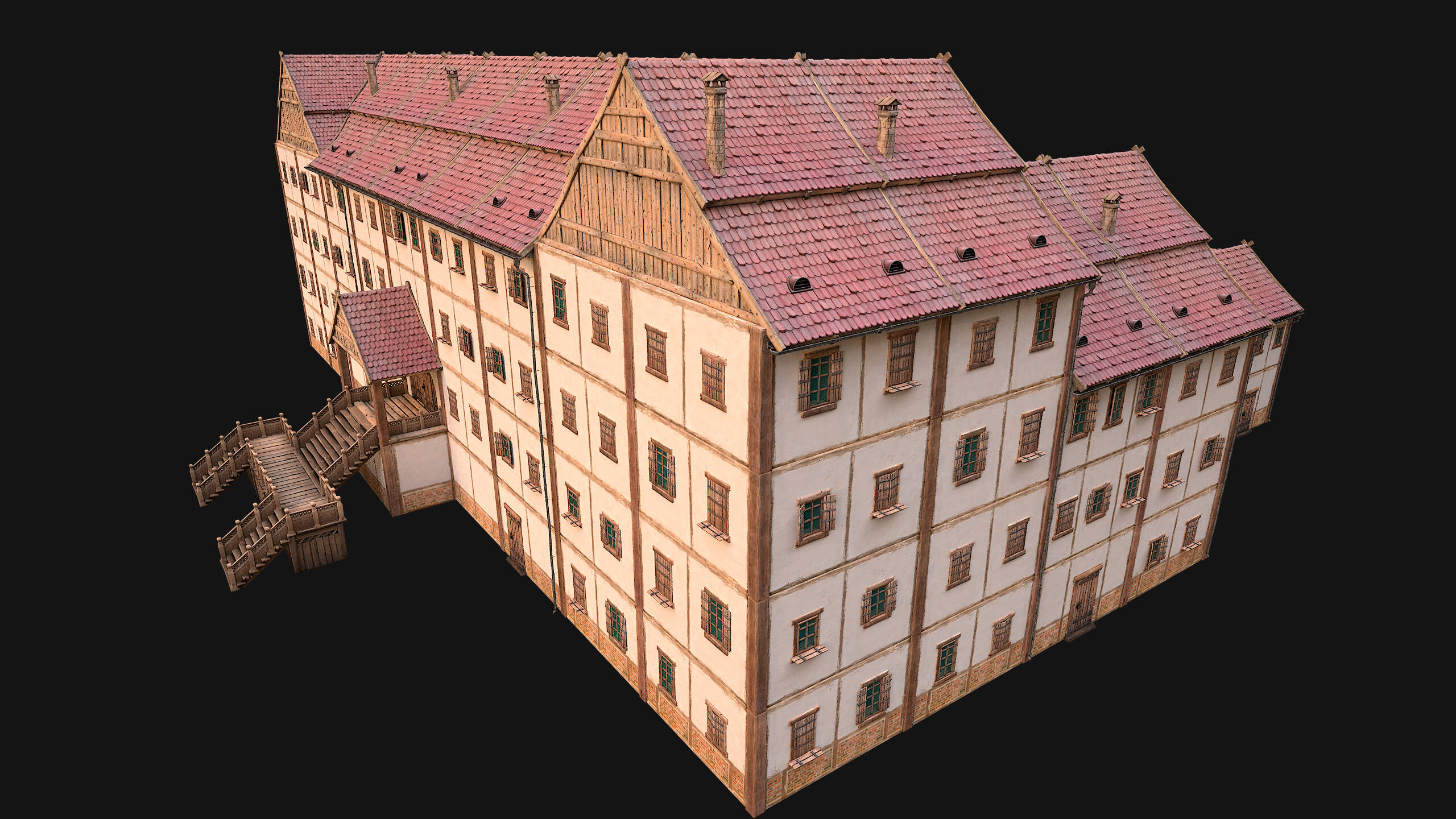 Medieval School Building - 3D Model by Dereza
