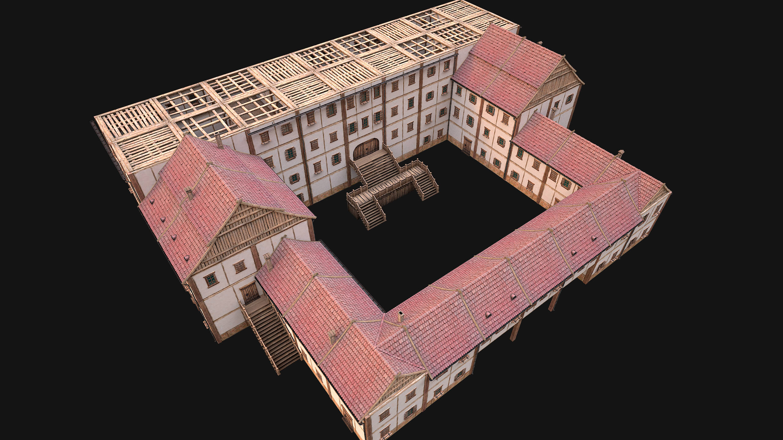 Medieval School Building - 3D Model by Dereza