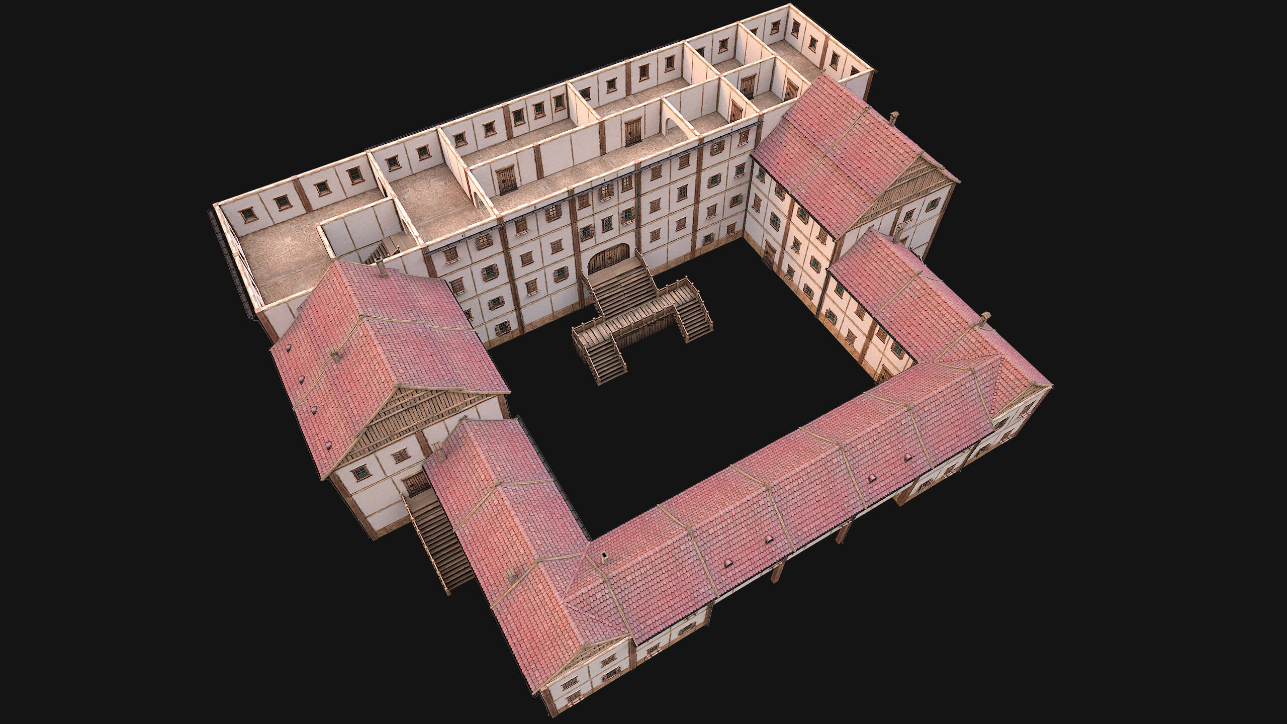 Medieval School Building - 3D Model by Dereza