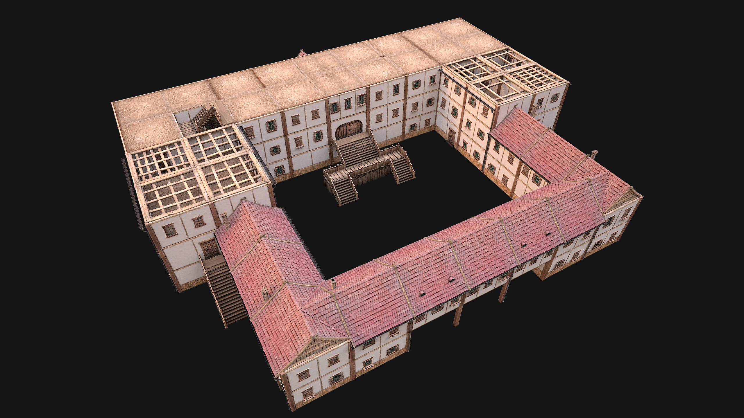 Medieval School Building - 3D Model by Dereza