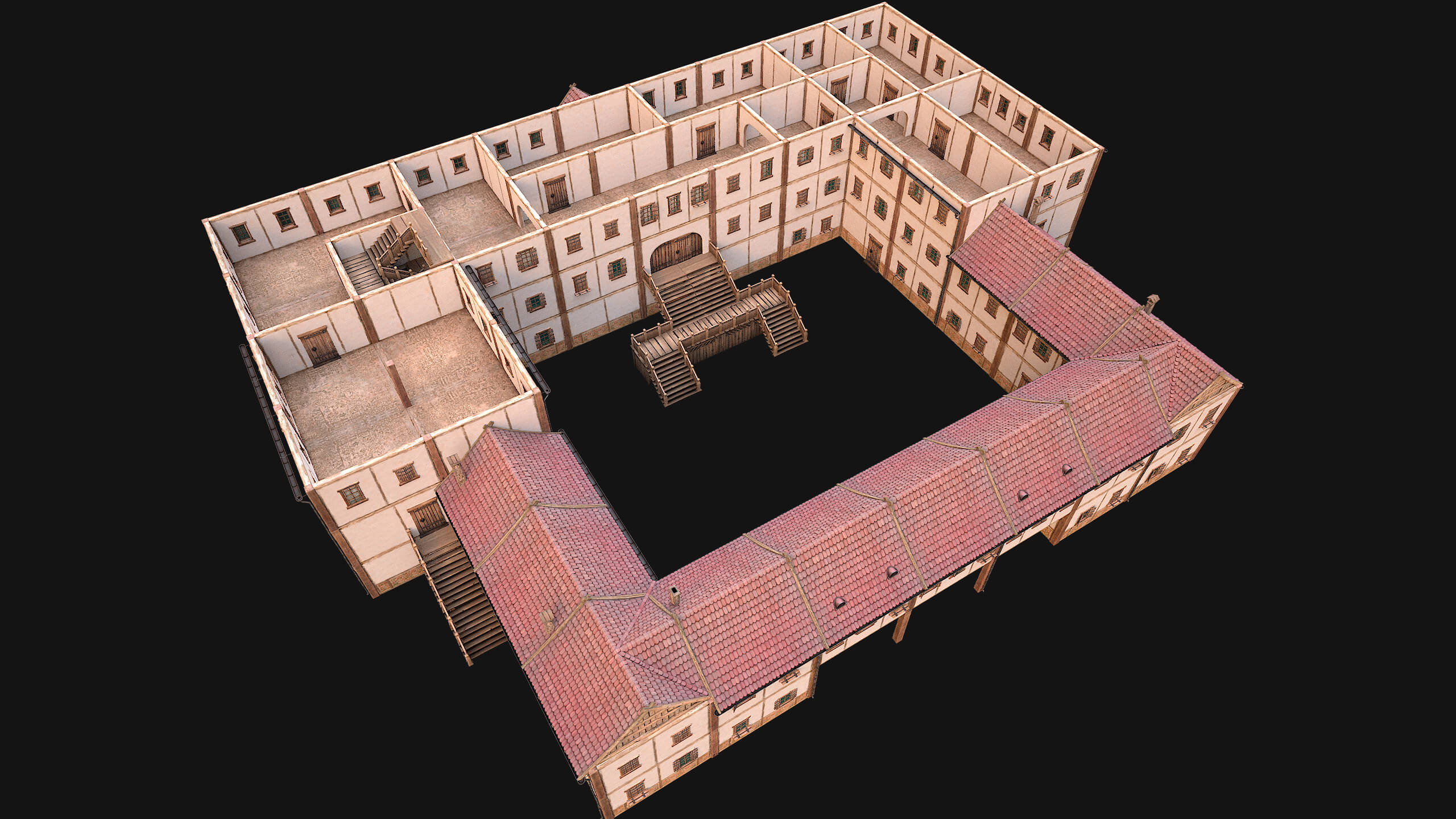 Medieval School Building - 3D Model by Dereza