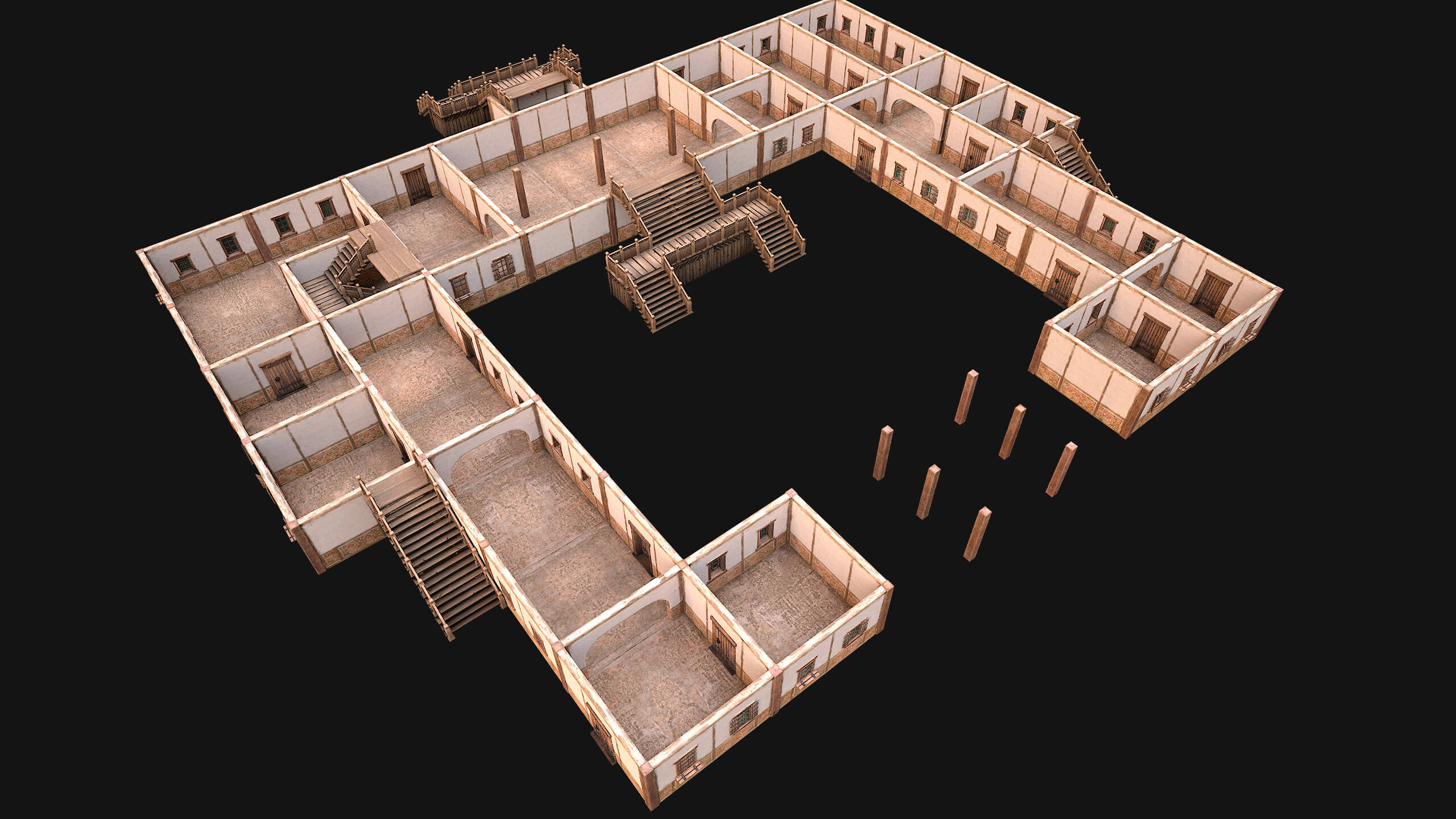 Medieval School Building - 3D Model by Dereza