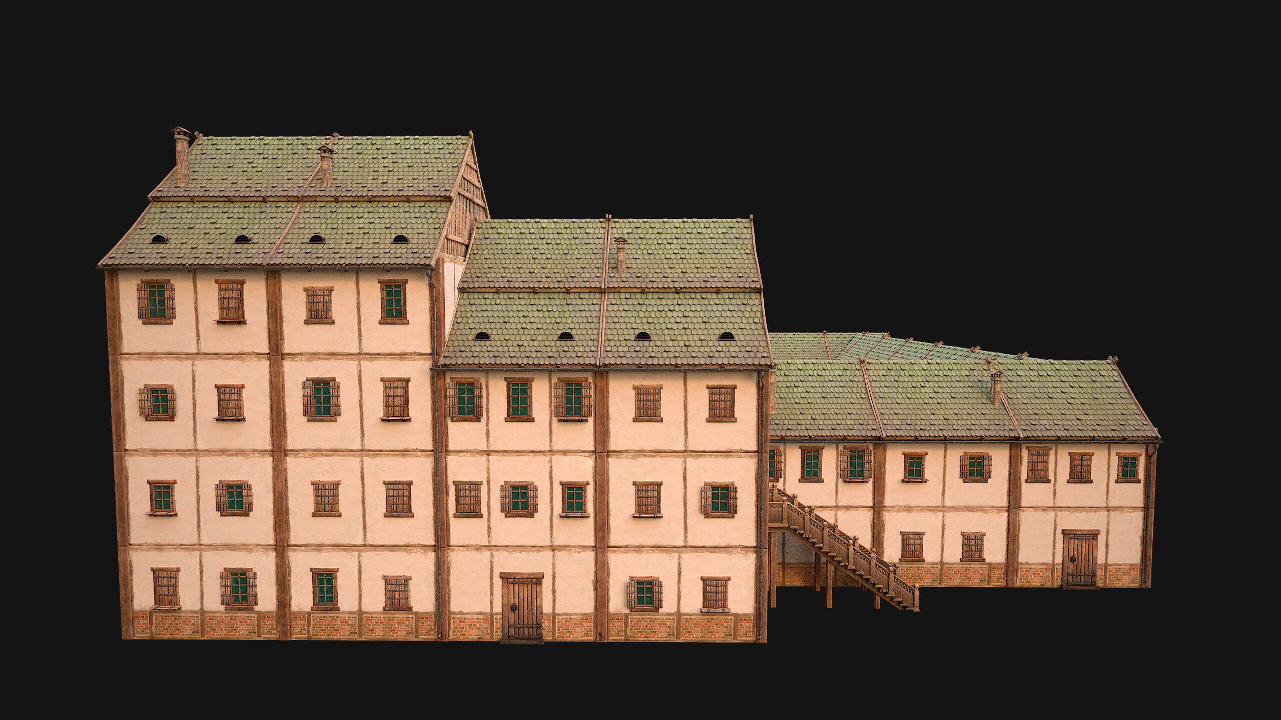 Medieval School Building - 3D Model by Dereza