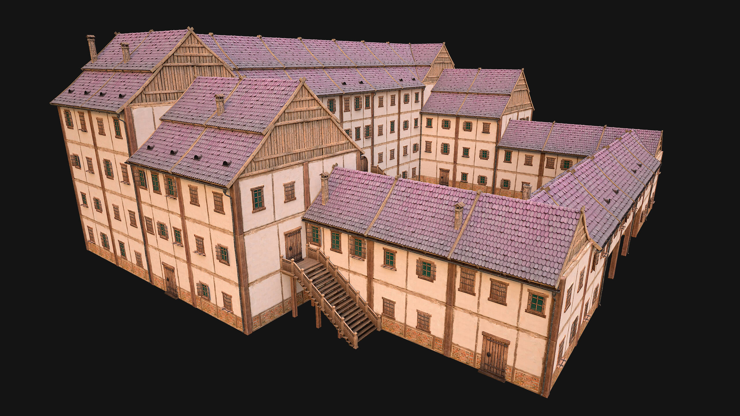 Medieval School Building - 3D Model by Dereza
