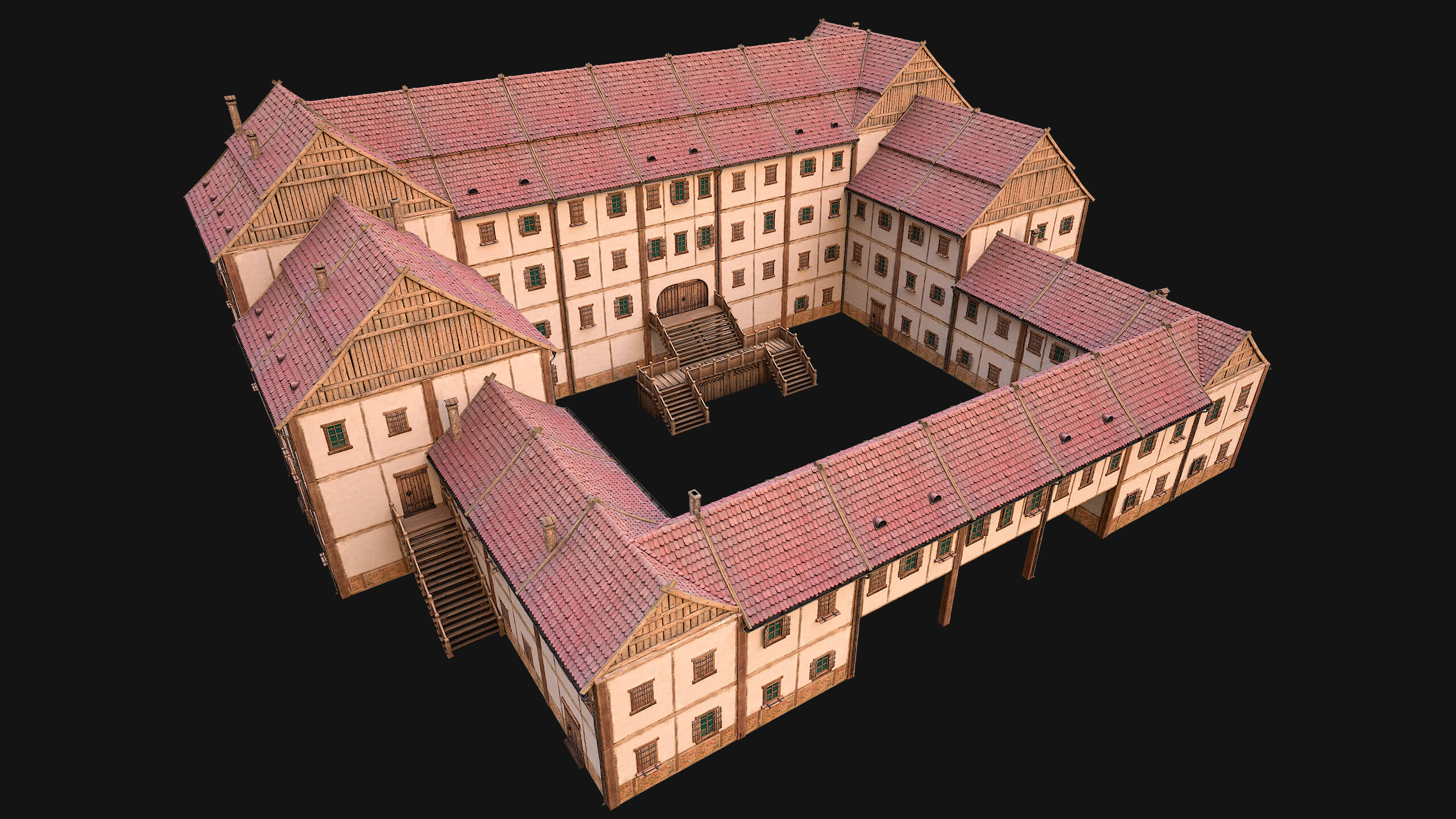 Medieval School Building - 3D Model by Dereza