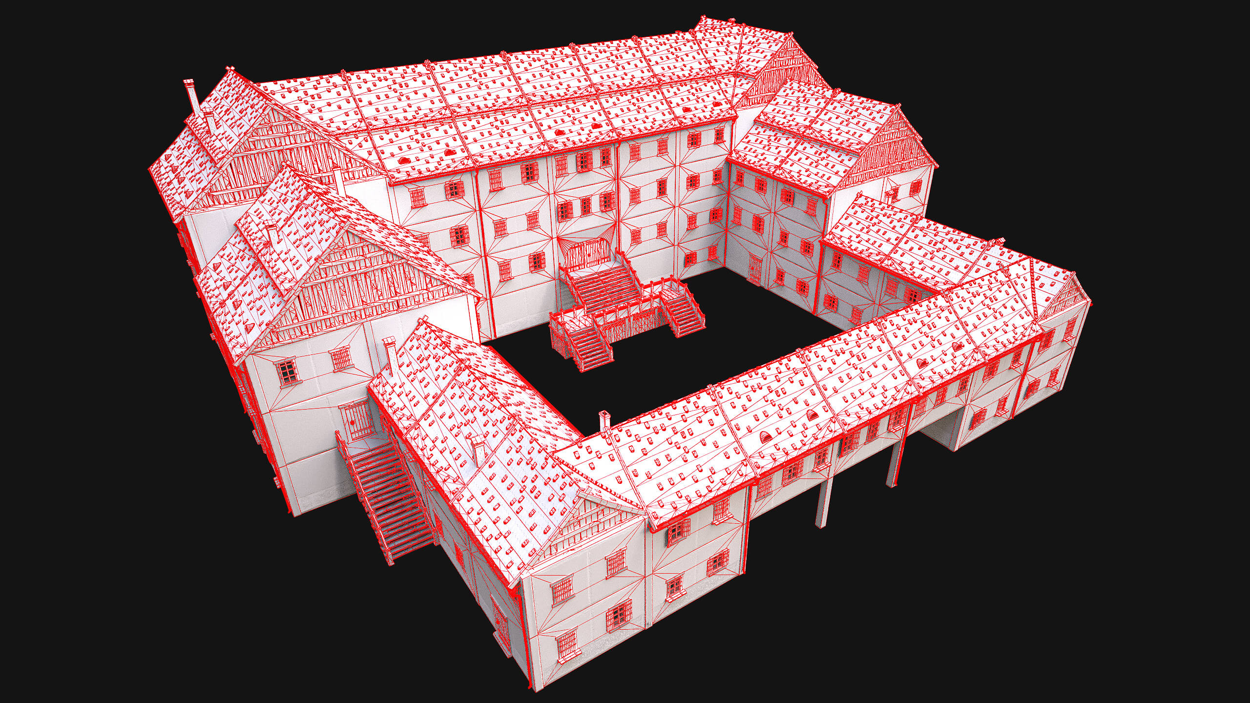 Medieval School Building - 3D Model by Dereza