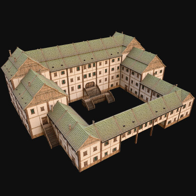 Medieval School Building - 3D Model by Dereza