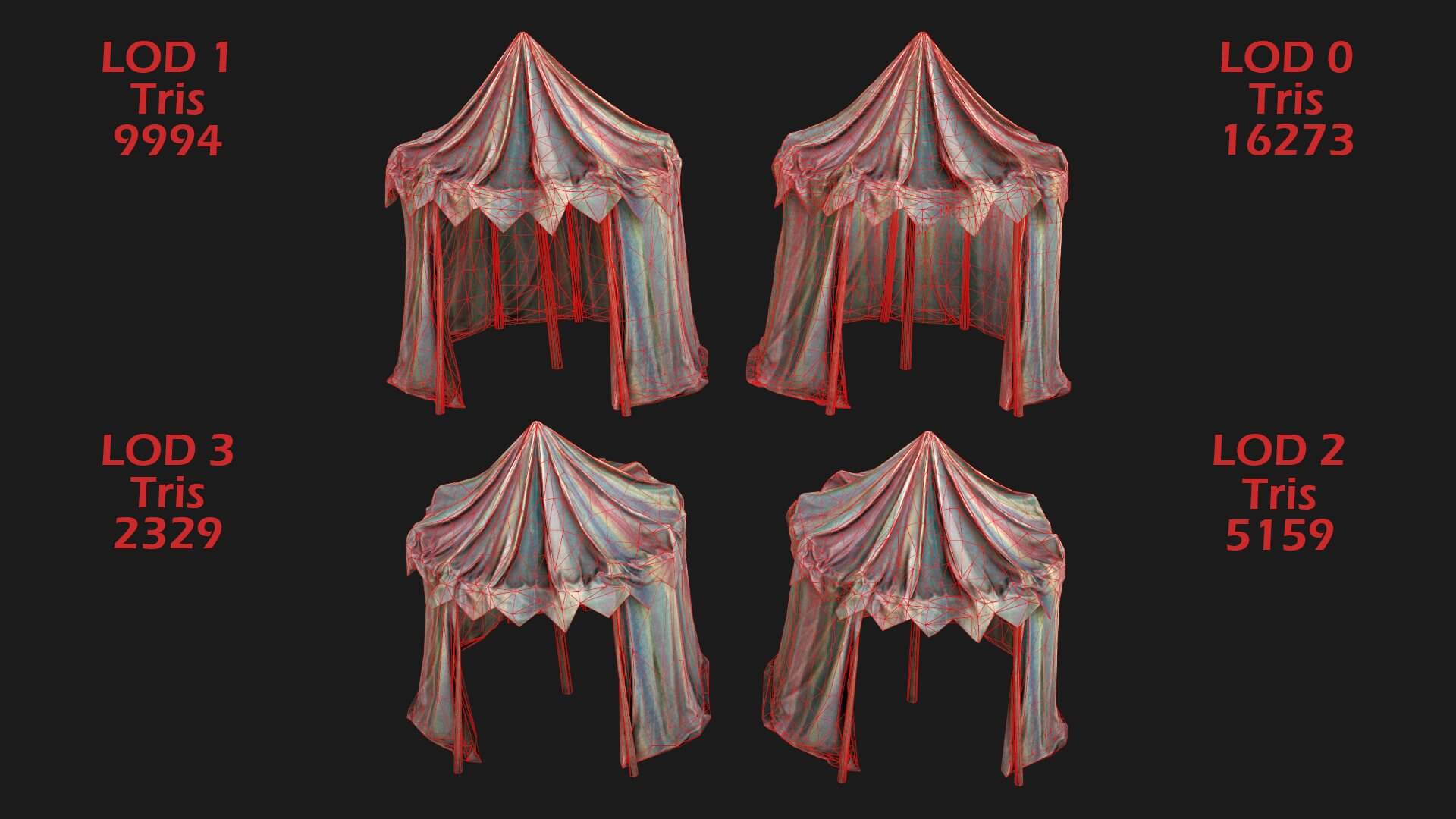 Medieval Circus Tent Market Stall - 3D Model by Dereza