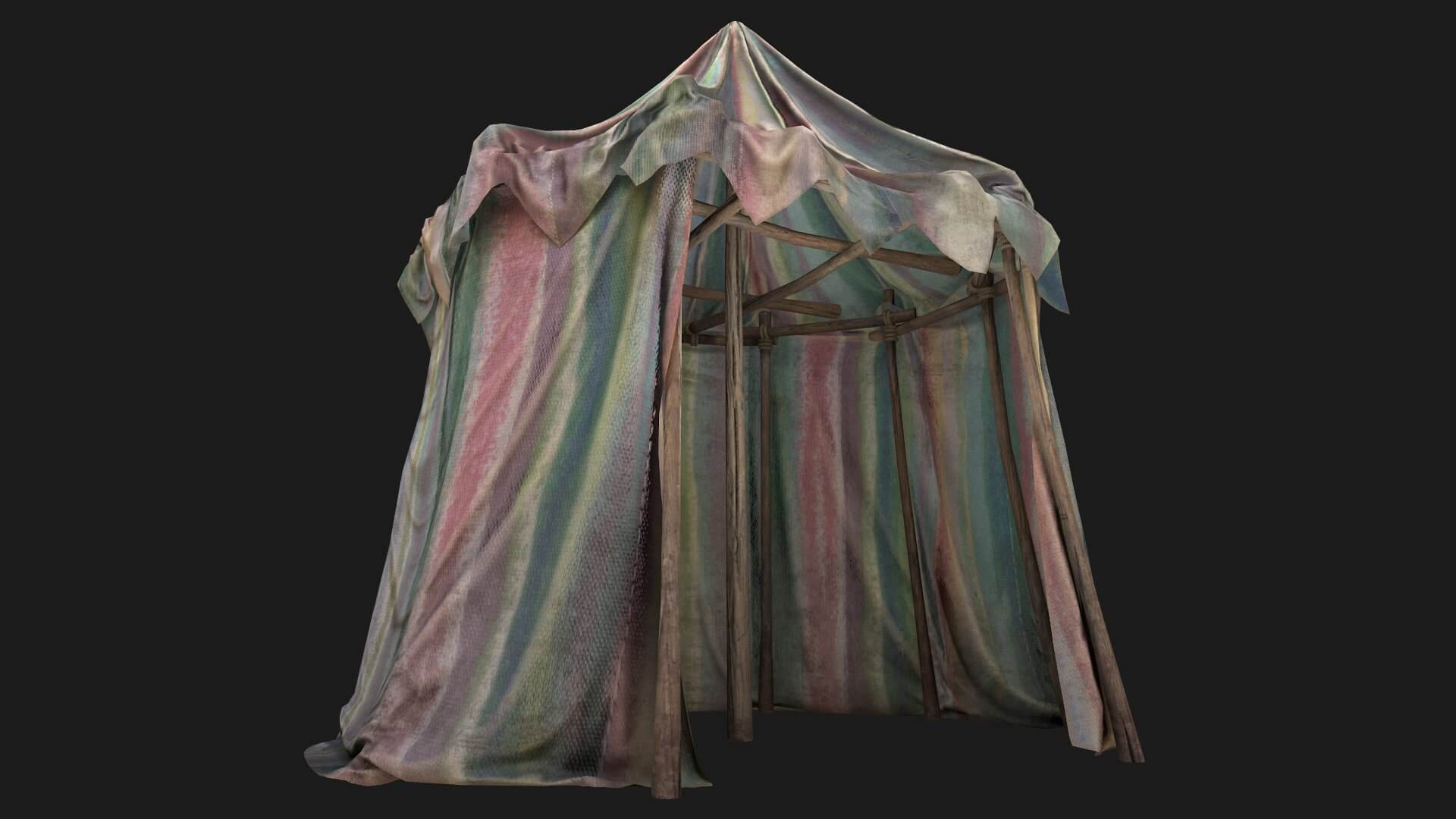 Medieval Circus Tent Market Stall - 3D Model by Dereza