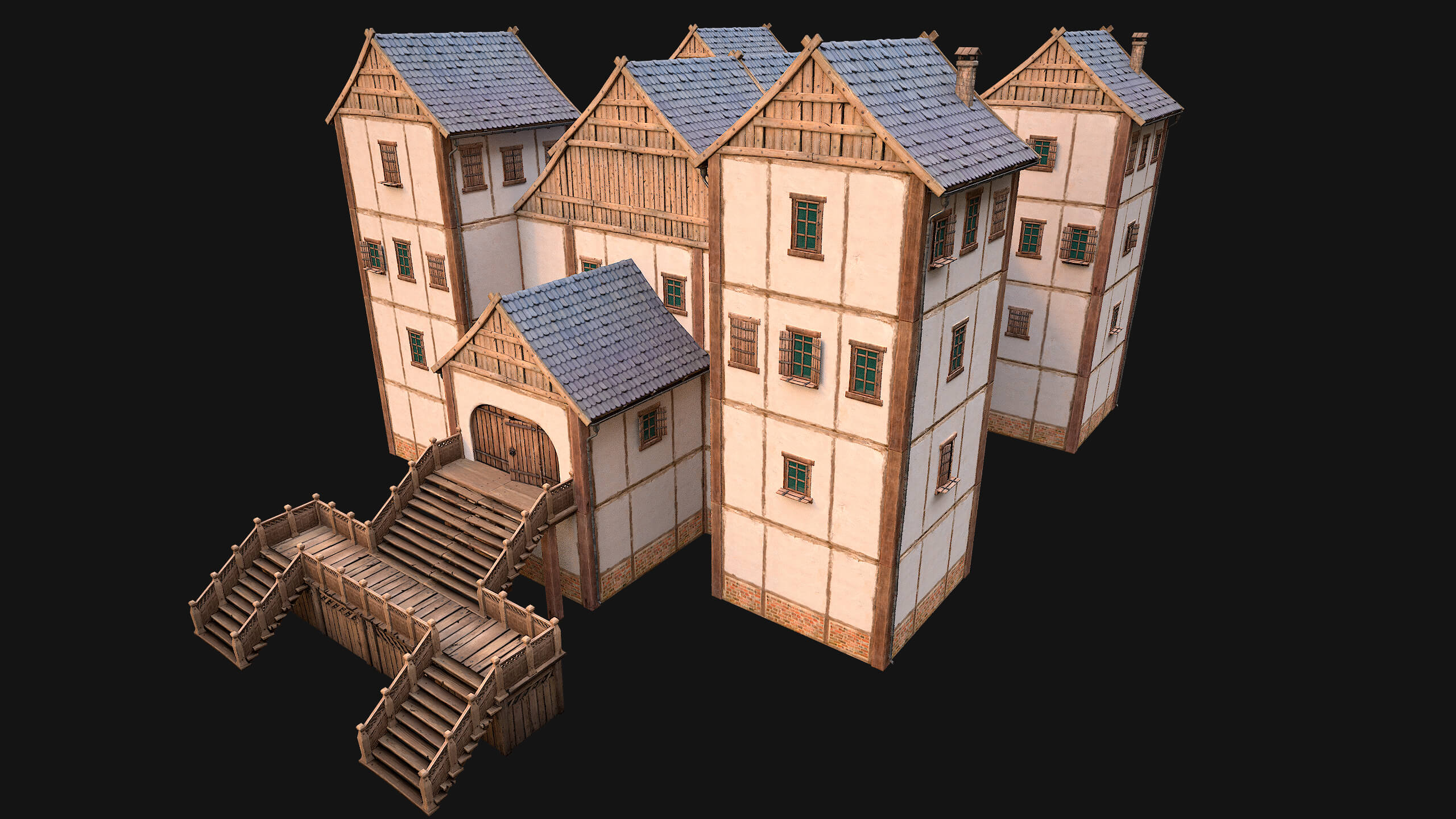 Medieval City Building - 3D Model by Dereza