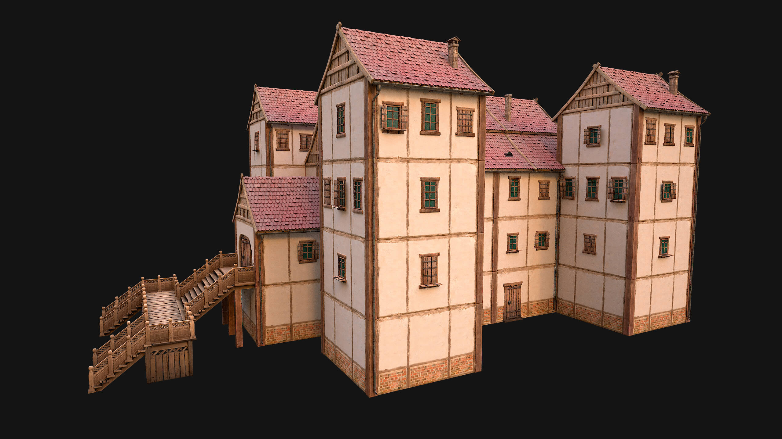 Medieval City Building - 3D Model by Dereza
