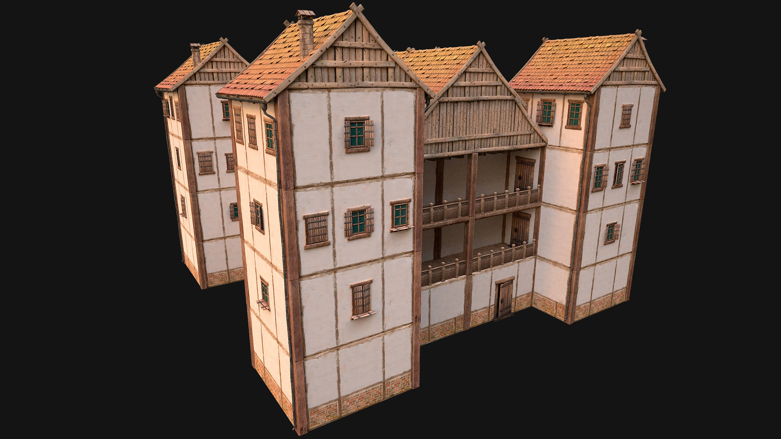 Medieval City Building - 3D Model by Dereza