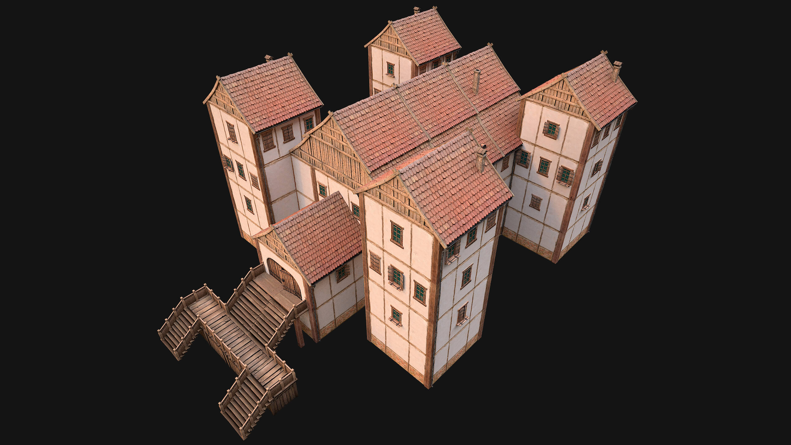 Medieval City Building - 3D Model by Dereza