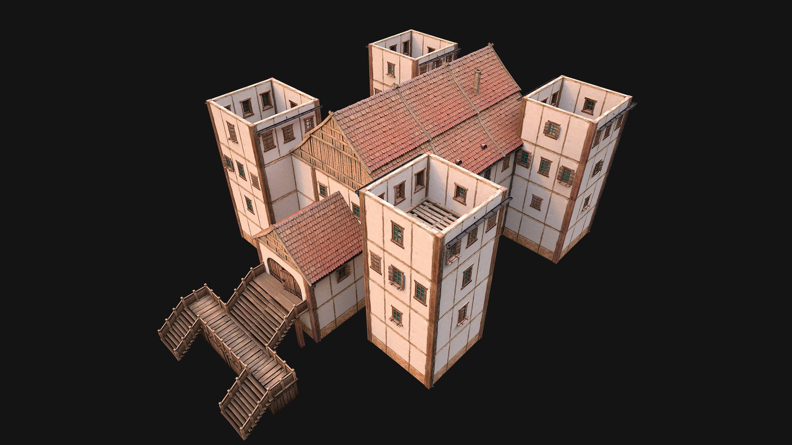Medieval City Building - 3D Model by Dereza