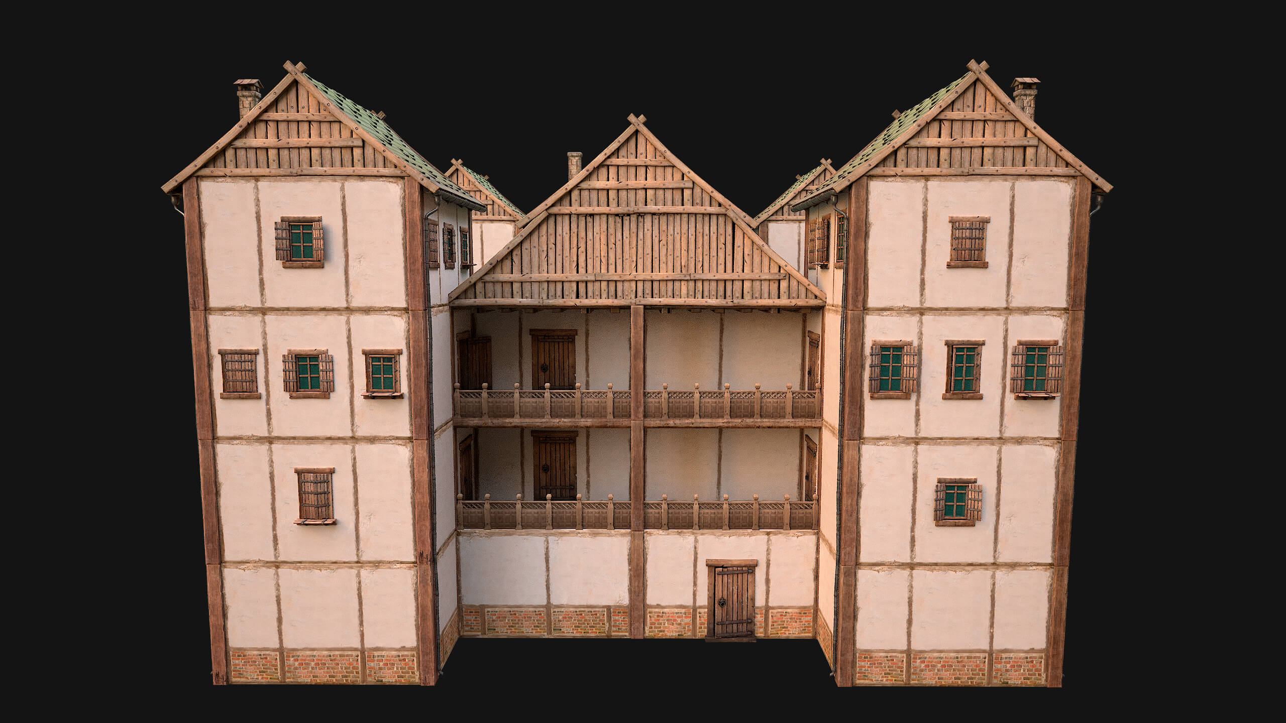 Medieval City Building - 3D Model by Dereza