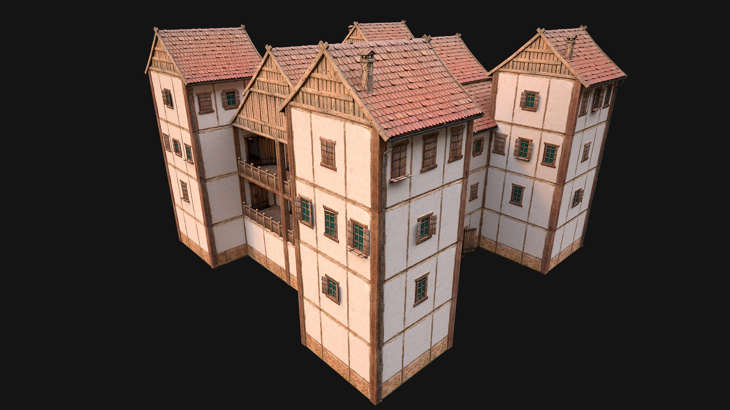 Medieval City Building - 3D Model by Dereza