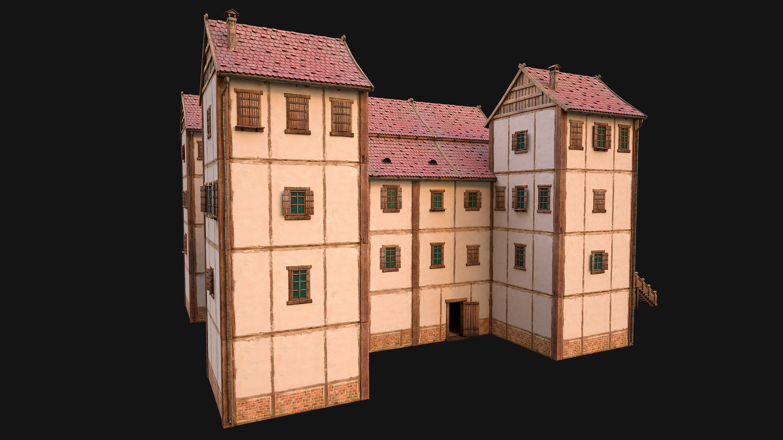Medieval City Building - 3D Model by Dereza