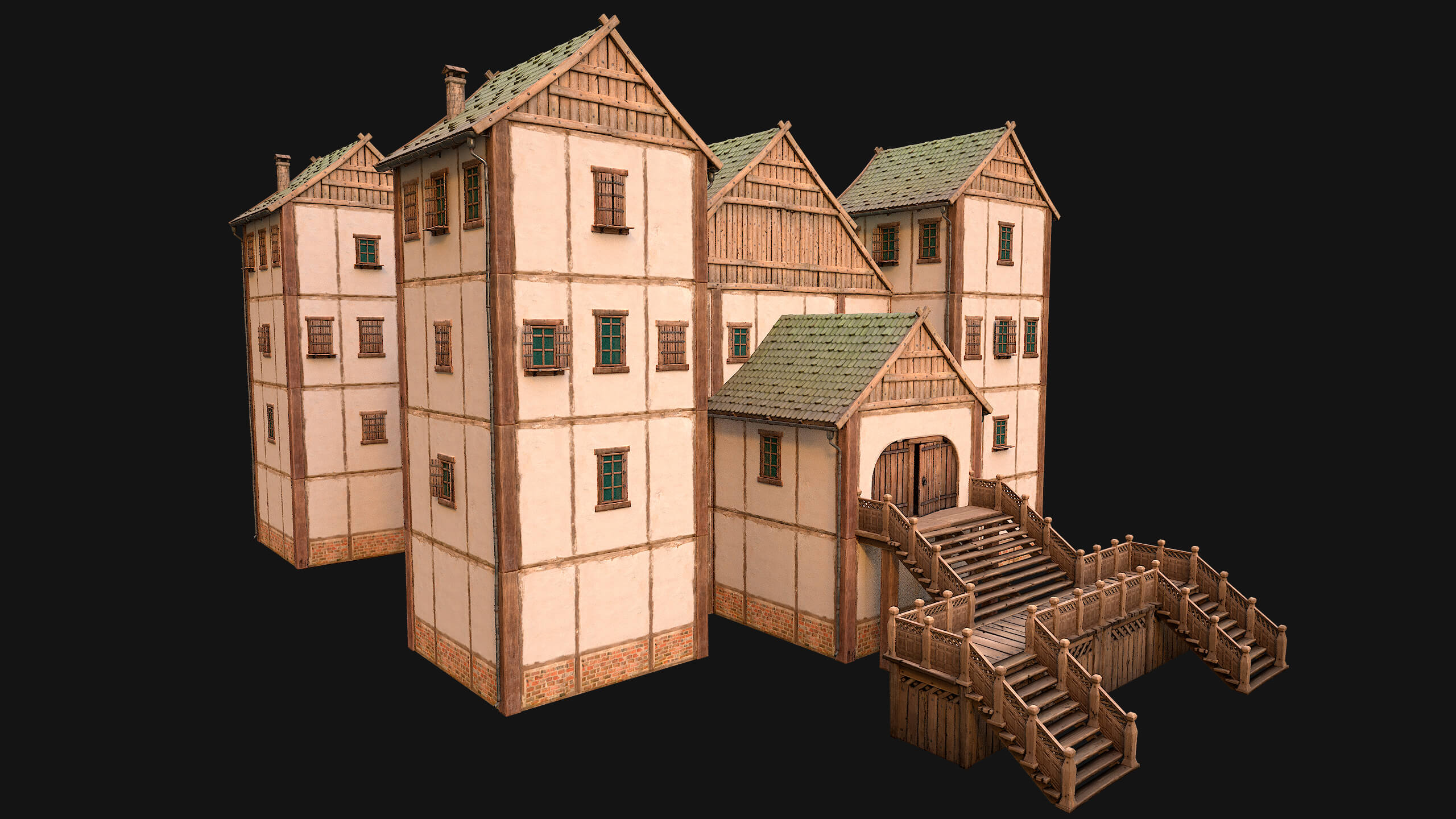 Medieval City Building - 3D Model by Dereza
