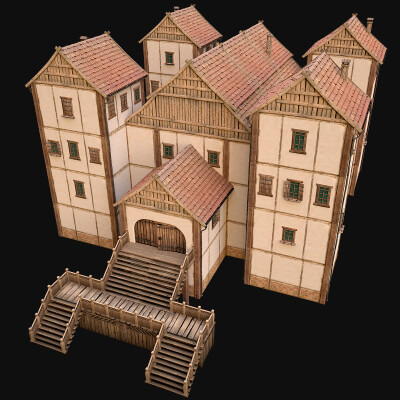 Medieval City Building - 3D Model by Dereza