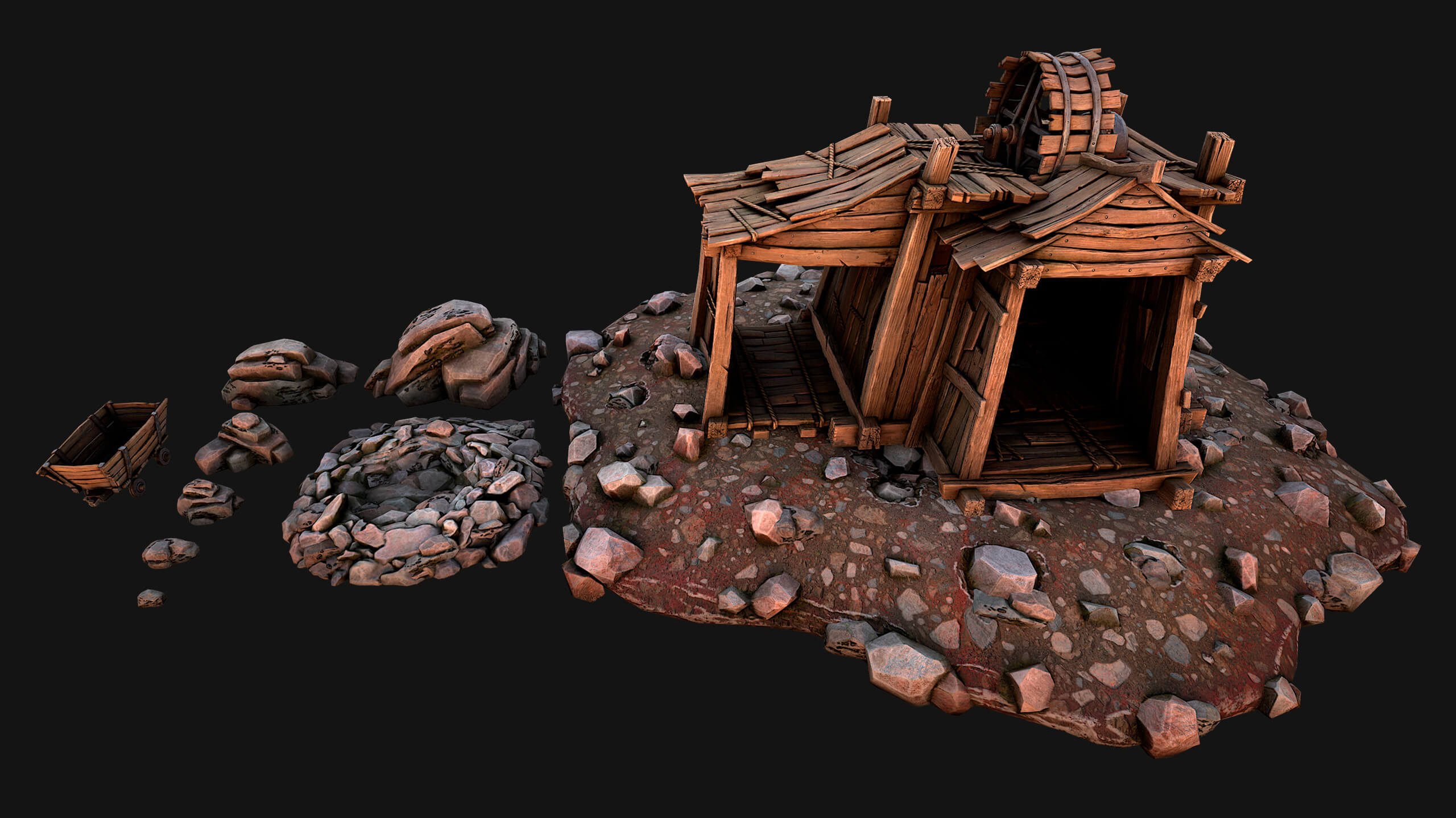 Medieval Coal Ore Mine - 3D Model by Dereza