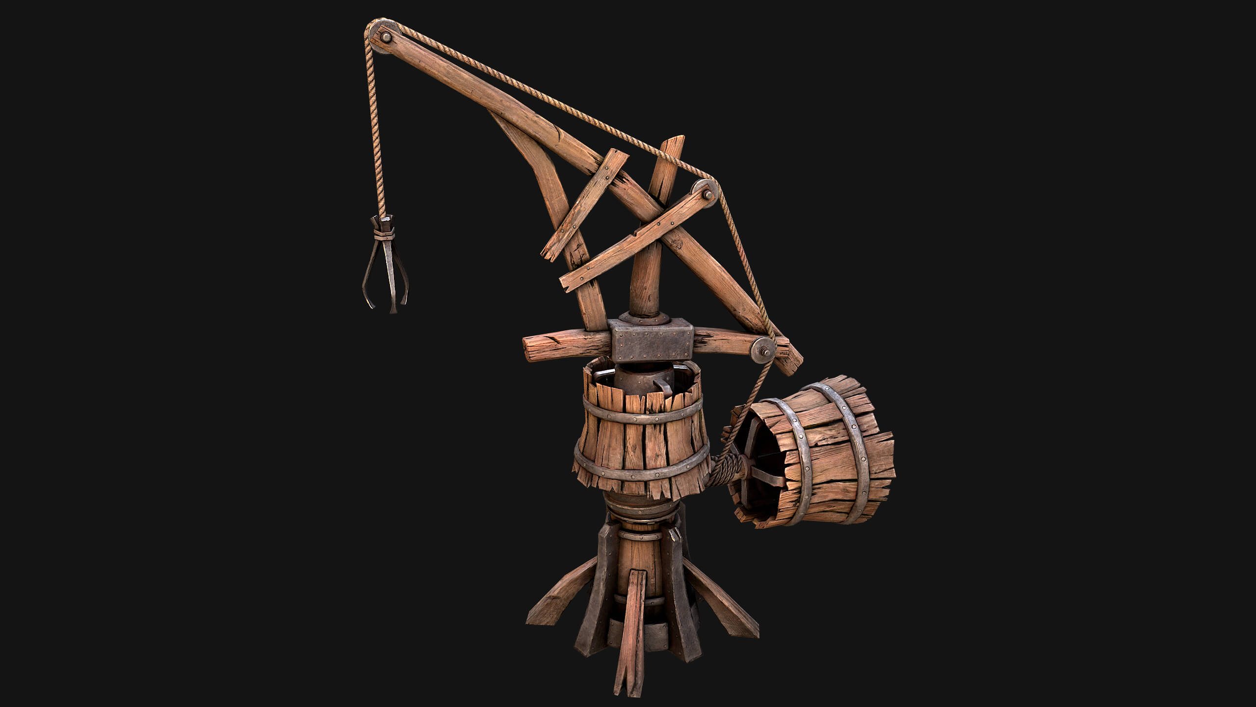 Medieval Crane Steampunk Quarry - 3D Model by Dereza