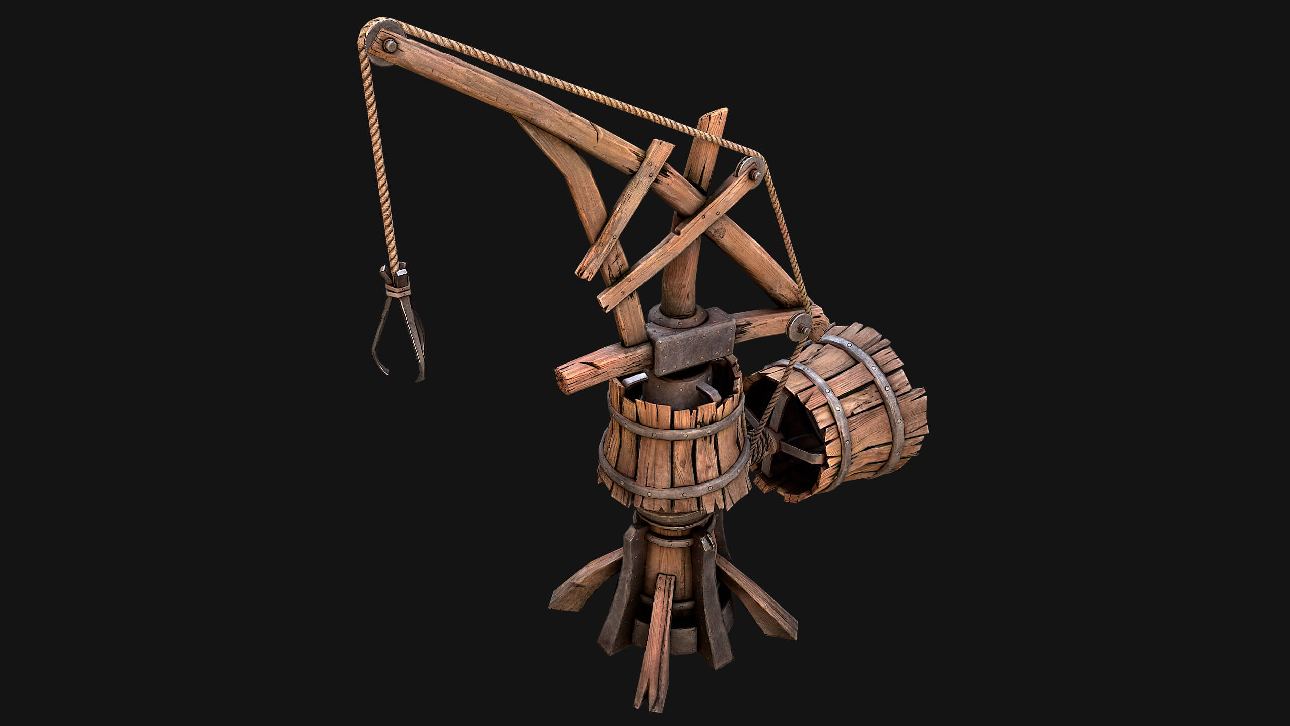 Medieval Crane Steampunk Quarry - 3D Model by Dereza